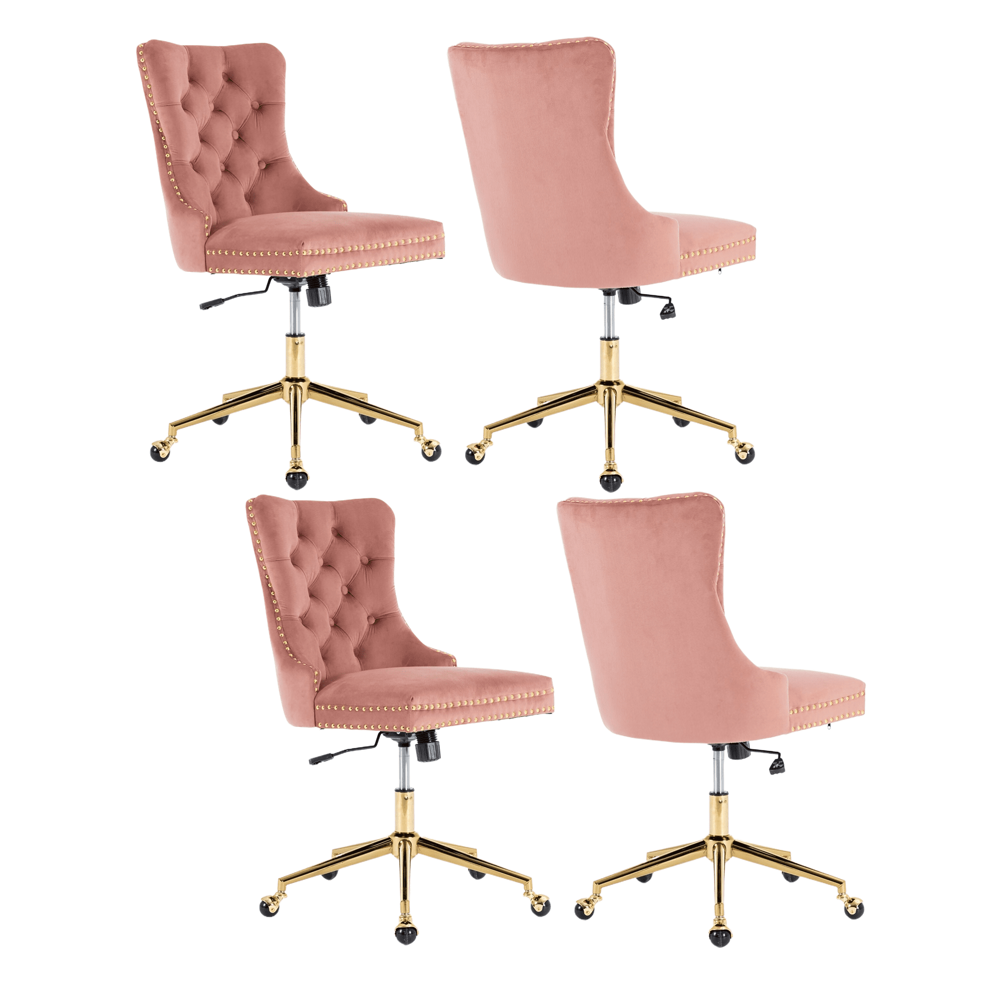 Elegant Button Tufted Office Chair, Velvet Dining Chairs with Nailhead ...