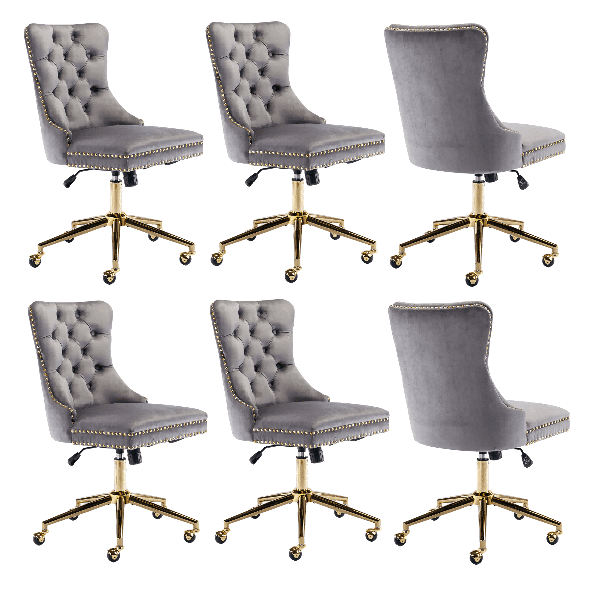 Elegant Button Tufted Office Chair, Velvet Dining Chairs with Nailhead ...