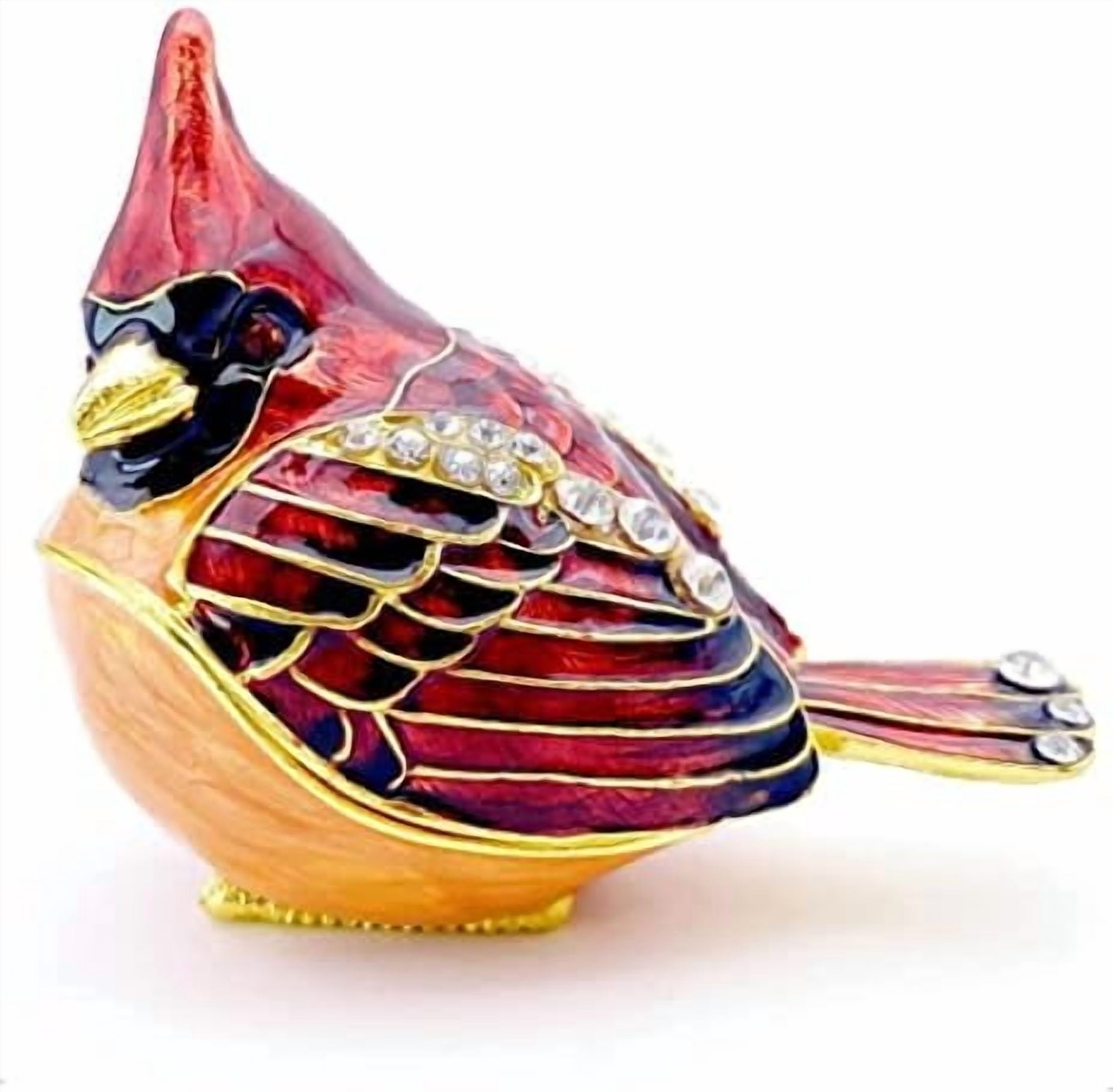 Elegant Cardinal Bird Jewelry Trinket Boxes Hinged .Keepsake Ring Box ...
