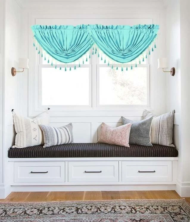 Elegant Cascade Rod Pocket Microfiber Blackout Waterfall Valance – 2 ...