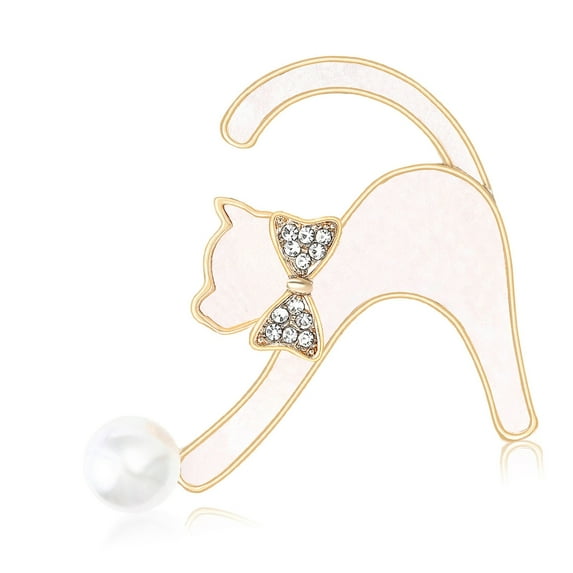 Elegant Cats Brooch With Natural Shell Design And Pearls Accents ...