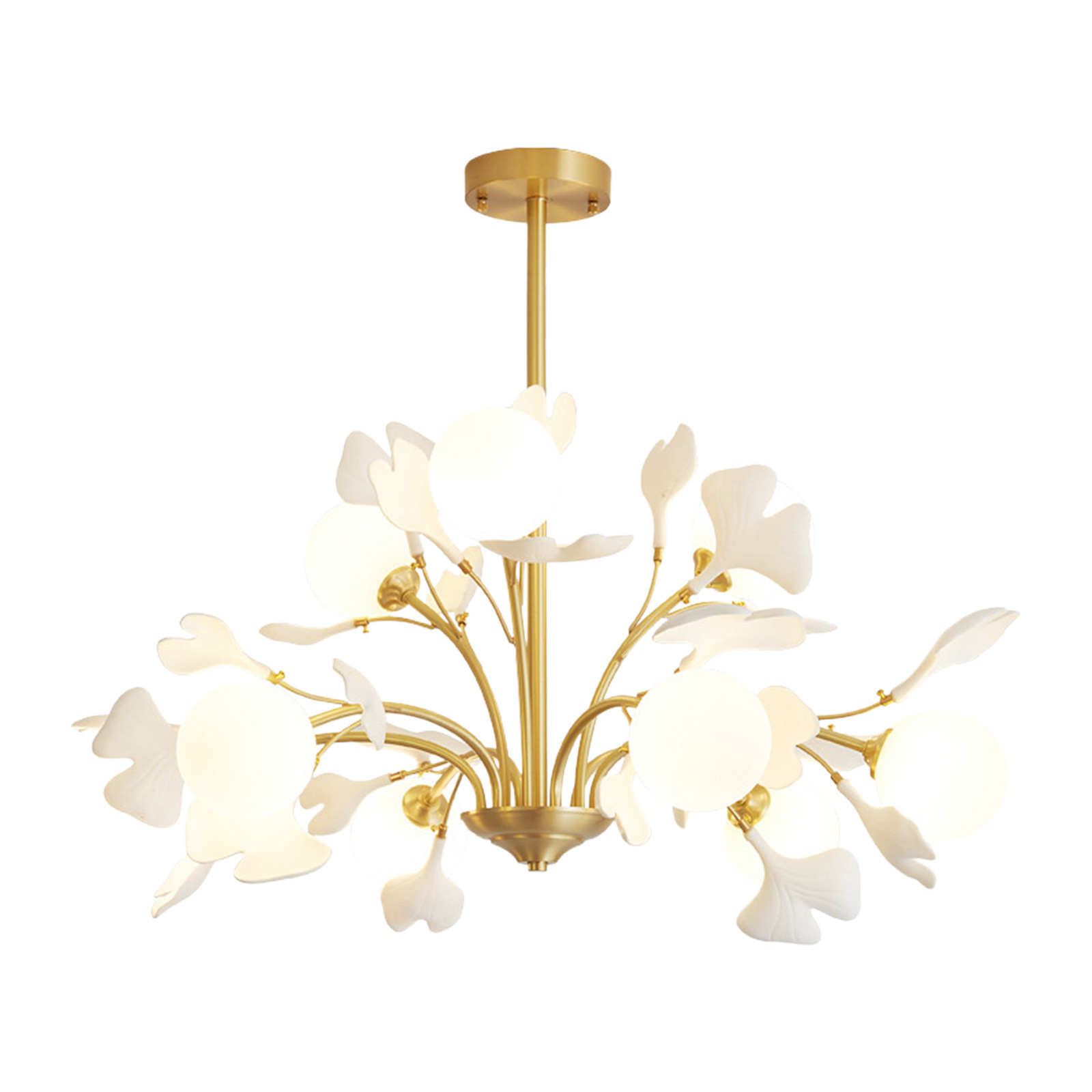 Elegant Ceiling Light Bedroom All-Copper Round Chandelier Glass ...