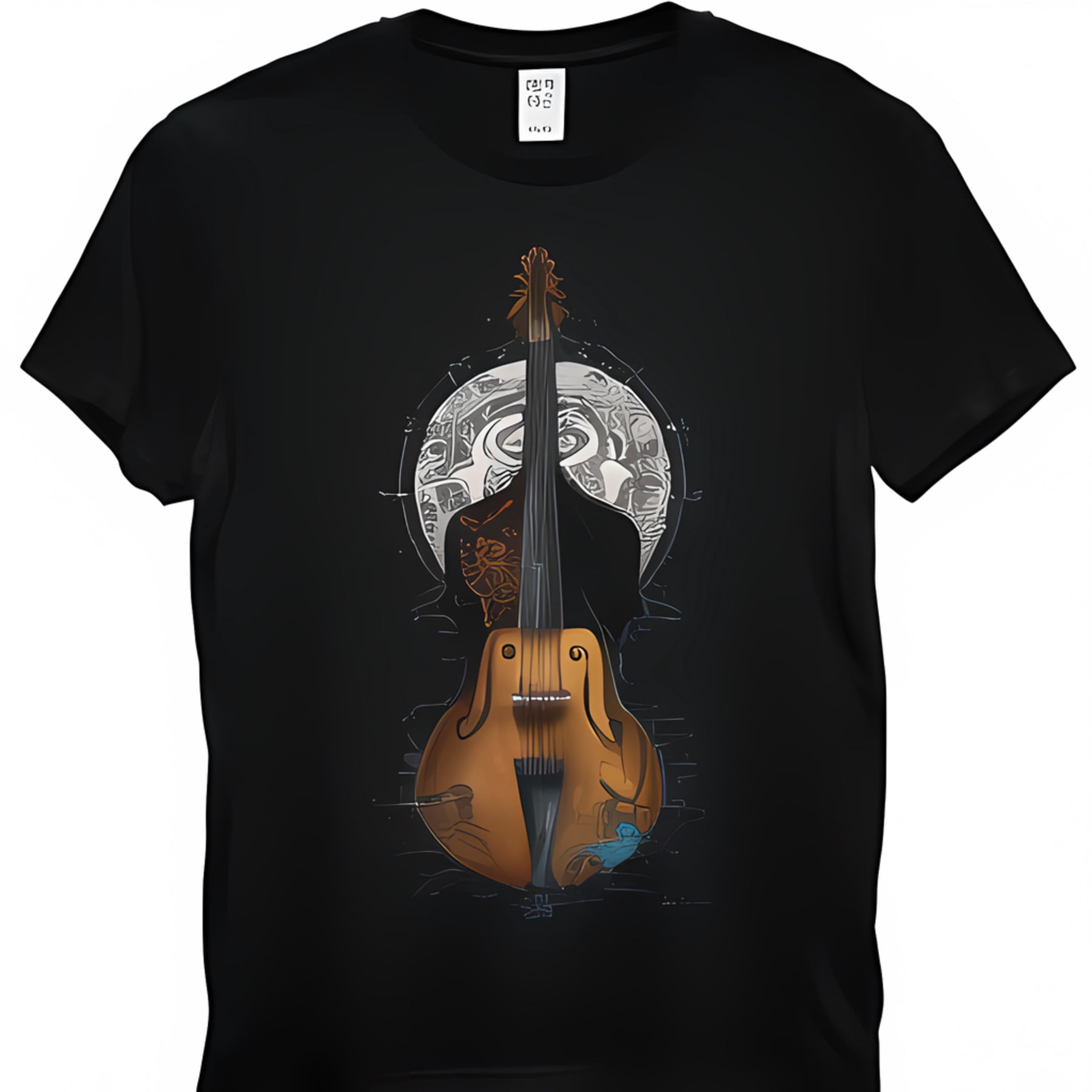 Elegant Cello and Moonlight Symphony Black T-Shirt Modern Art Style ...