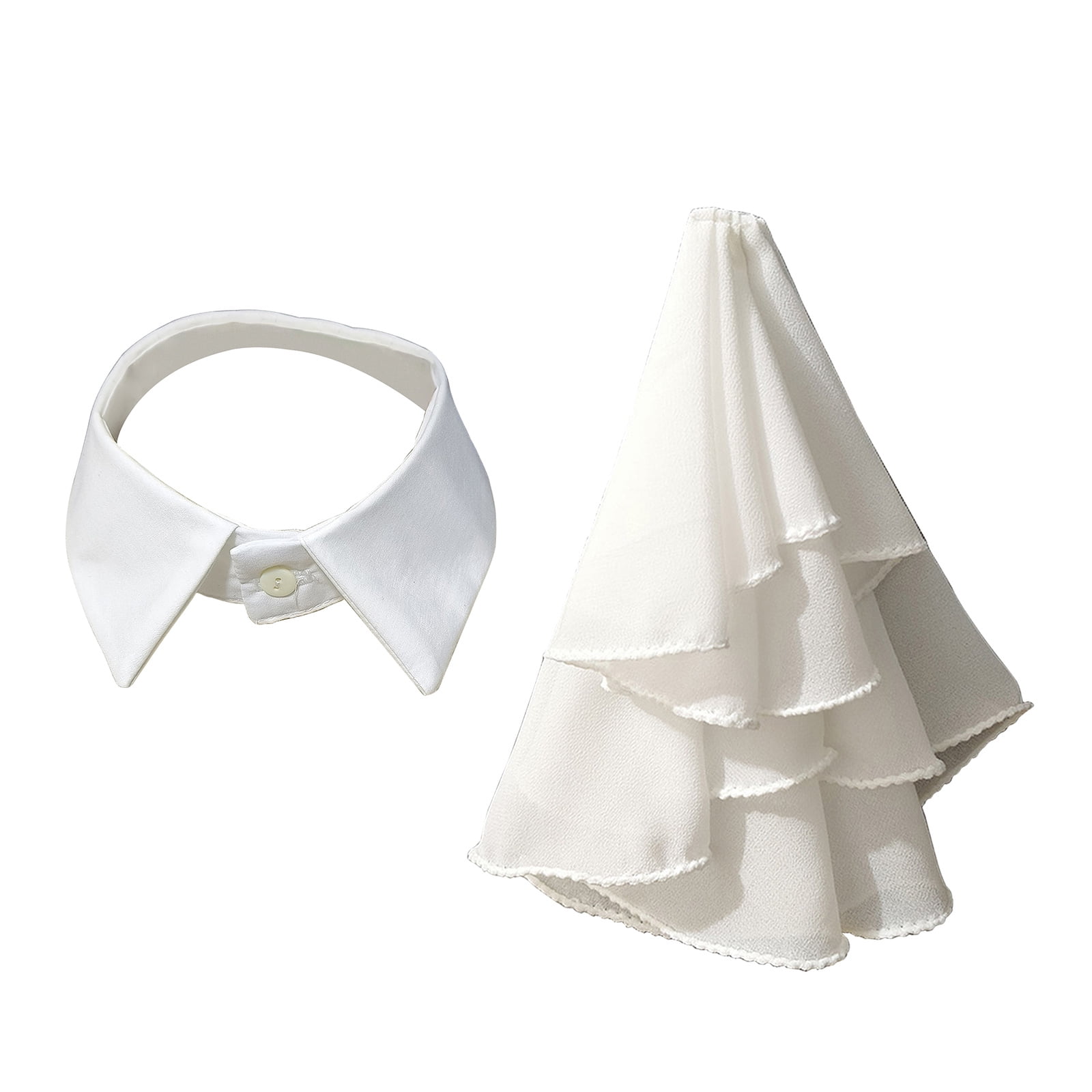 Elegant Chiffons Ruffled Necktie Shirt Front Neck Ruff Fake Collar ...