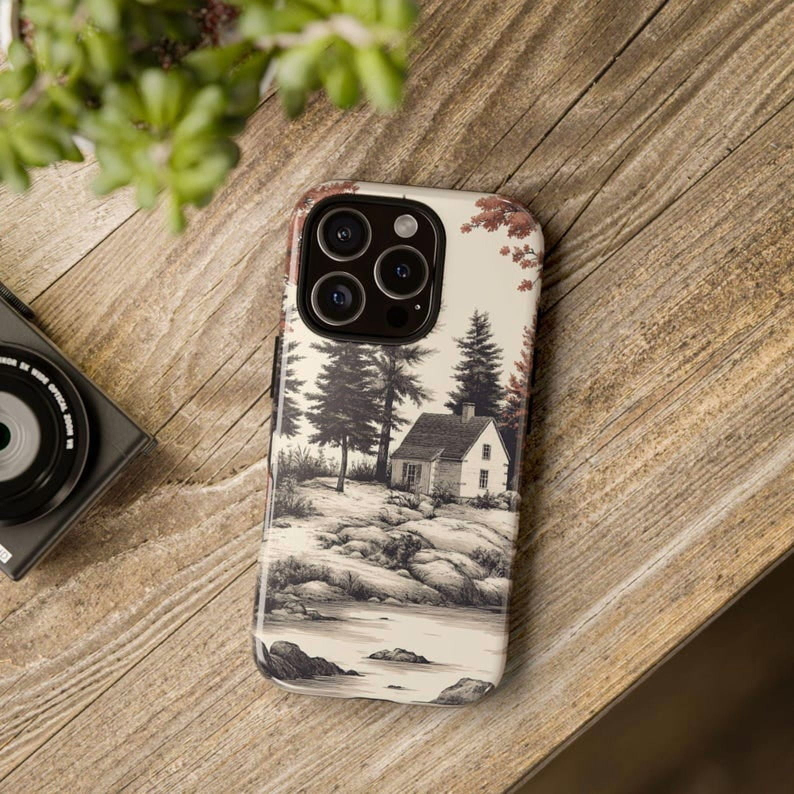 Elegant Chinoiserie Floral Toile Phone Case for iPhone 12 to 17 Earthy ...