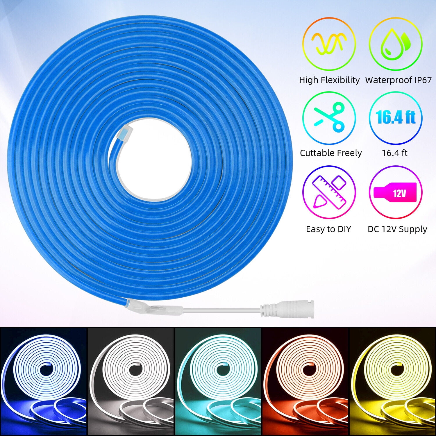 Elegant Choise 16.4ft Flexible LED Strip Lights 12V Waterproof Sign ...