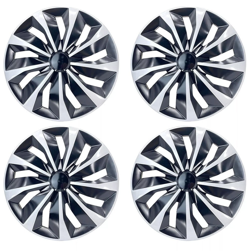 Elegant Choise 16" Set of 4 Black Wheel Covers Snap On Full Hub Caps ...