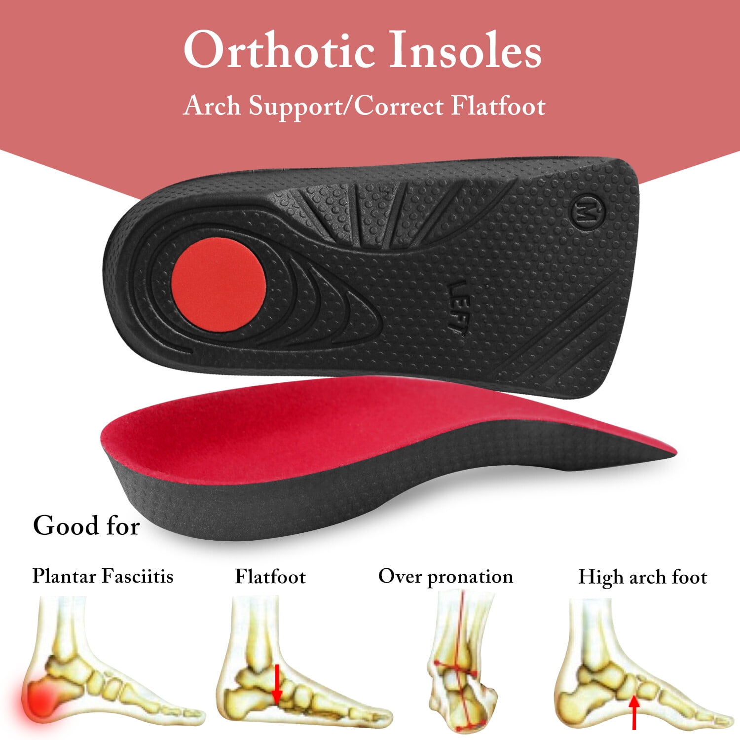 Elegant Choise 3/4 Orthotic Shoe Insoles Inserts Flat Feet High Arch ...