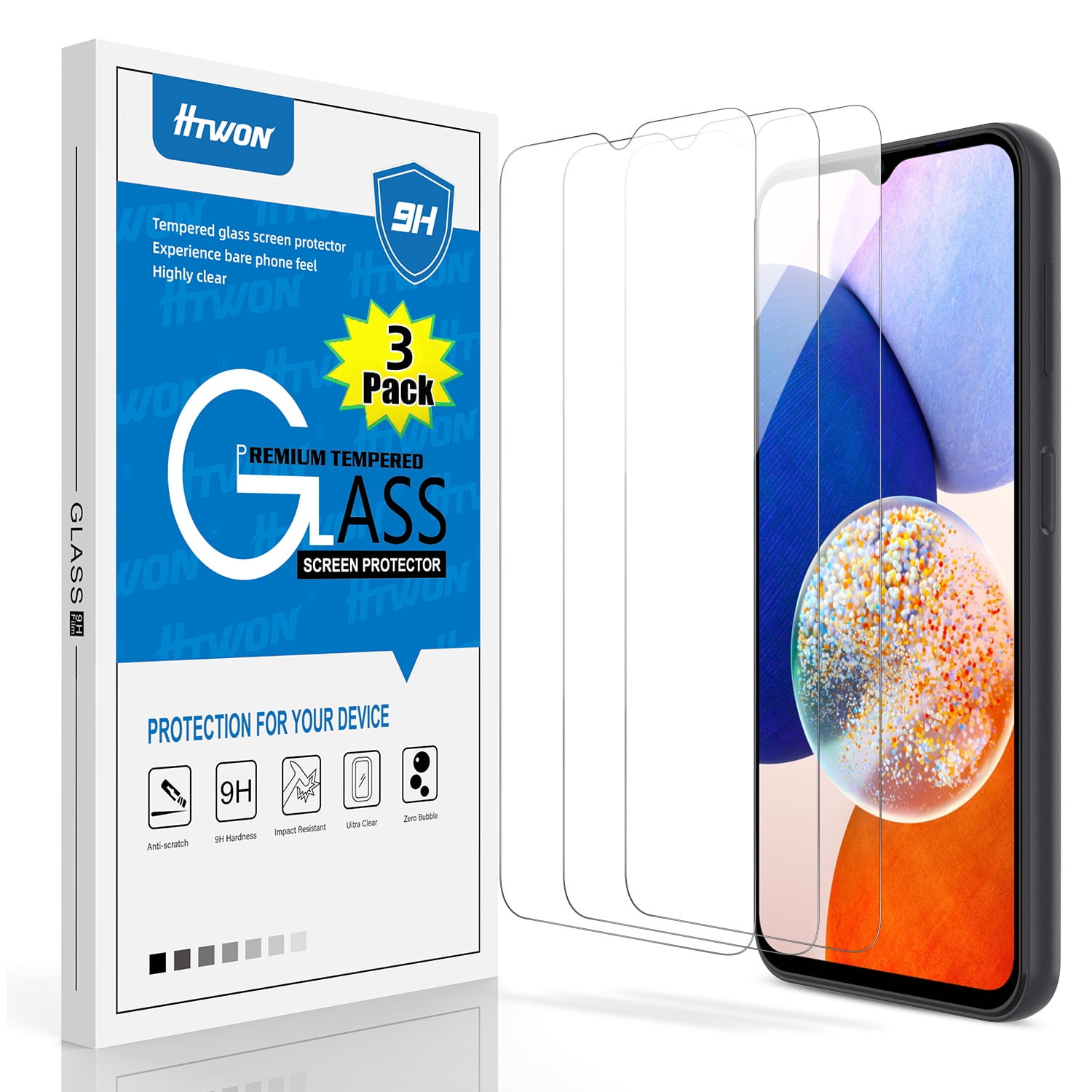 Elegant Choise 3Pcs Screen Protector Tempered Glass for Samsung Galaxy ...