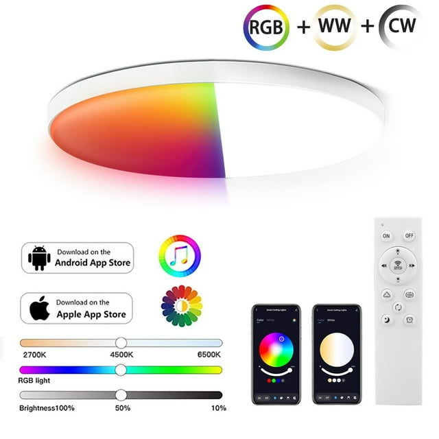 Elegant Choise 50W Smart LED Ceiling Light RGB Changing Dimmable Flush ...