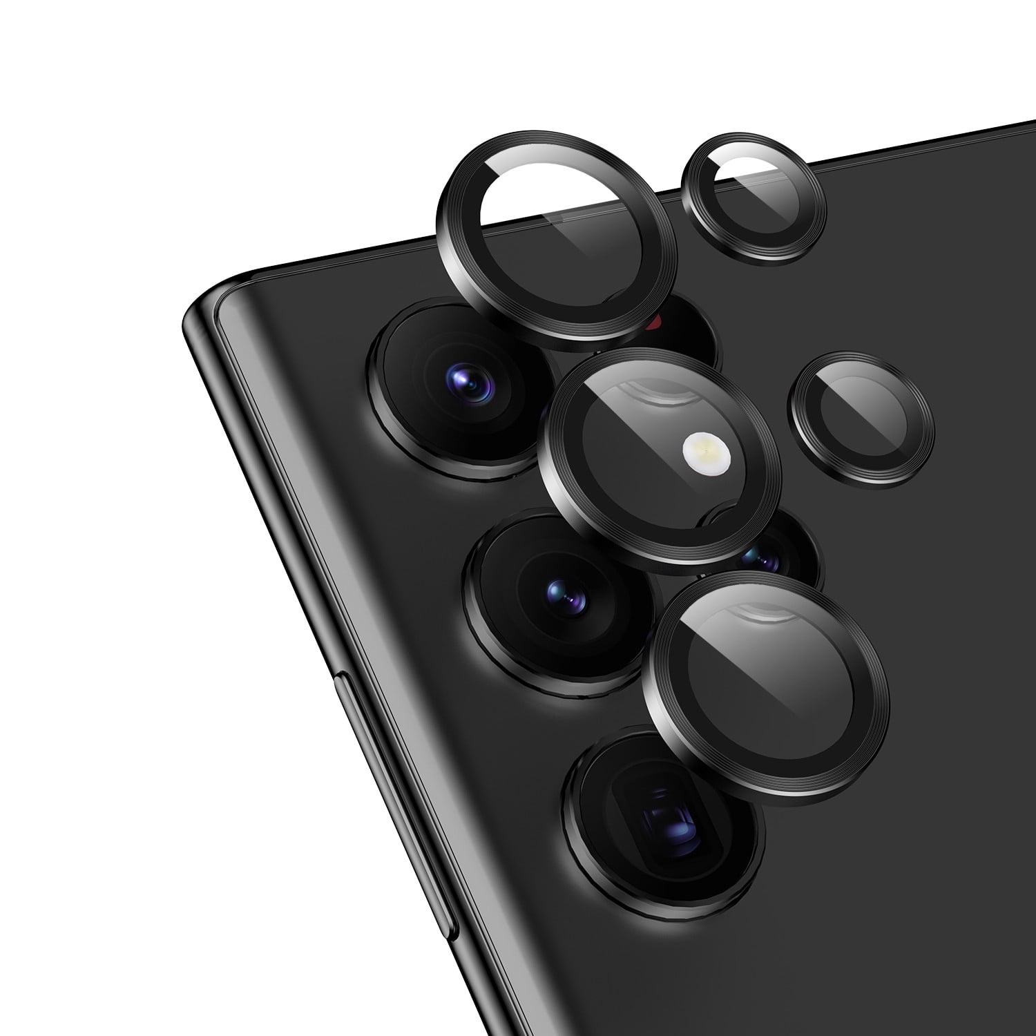 Elegant Choise Camera Lens Protector Metal Ring Tempered Glass Film for ...