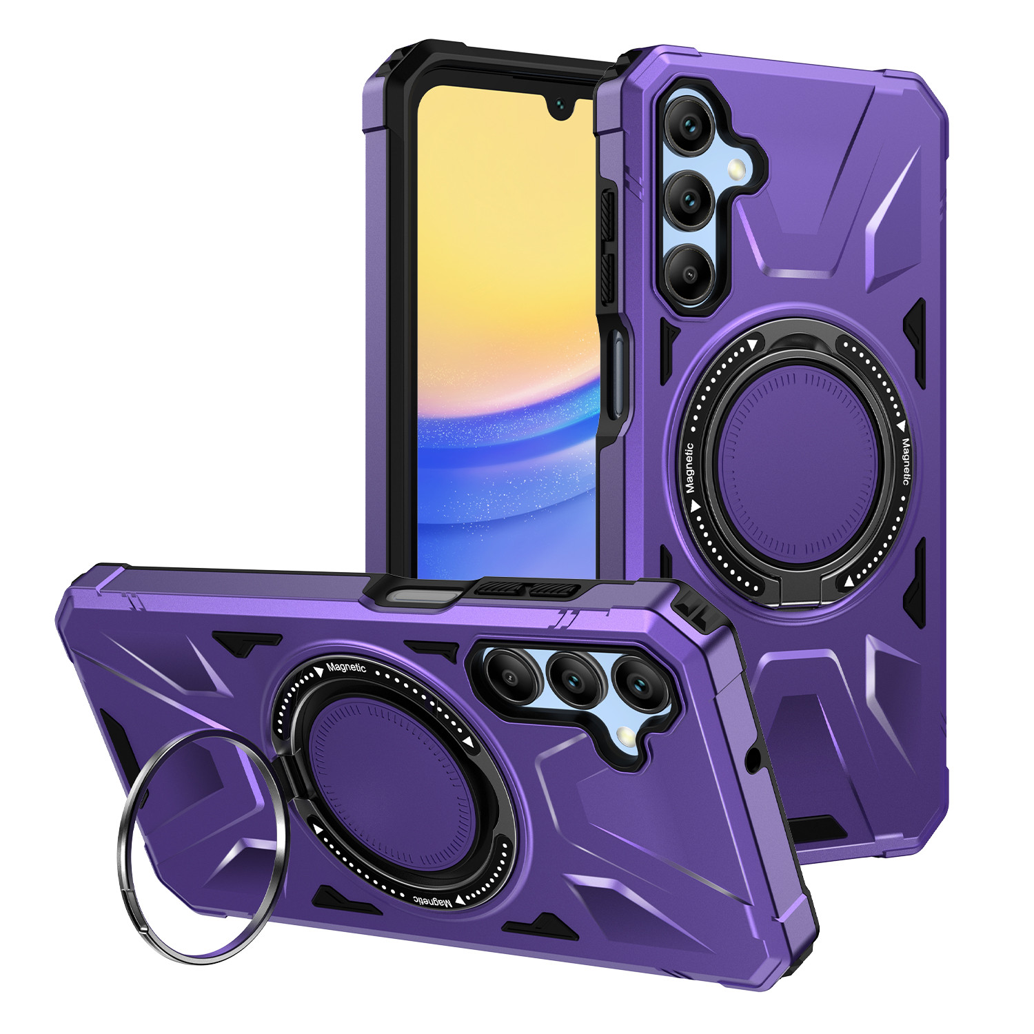 Elegant Choise Case for Samsung Galaxy A15 5G Shockproof Magnetic Phone Cover with Stand, Purple ...