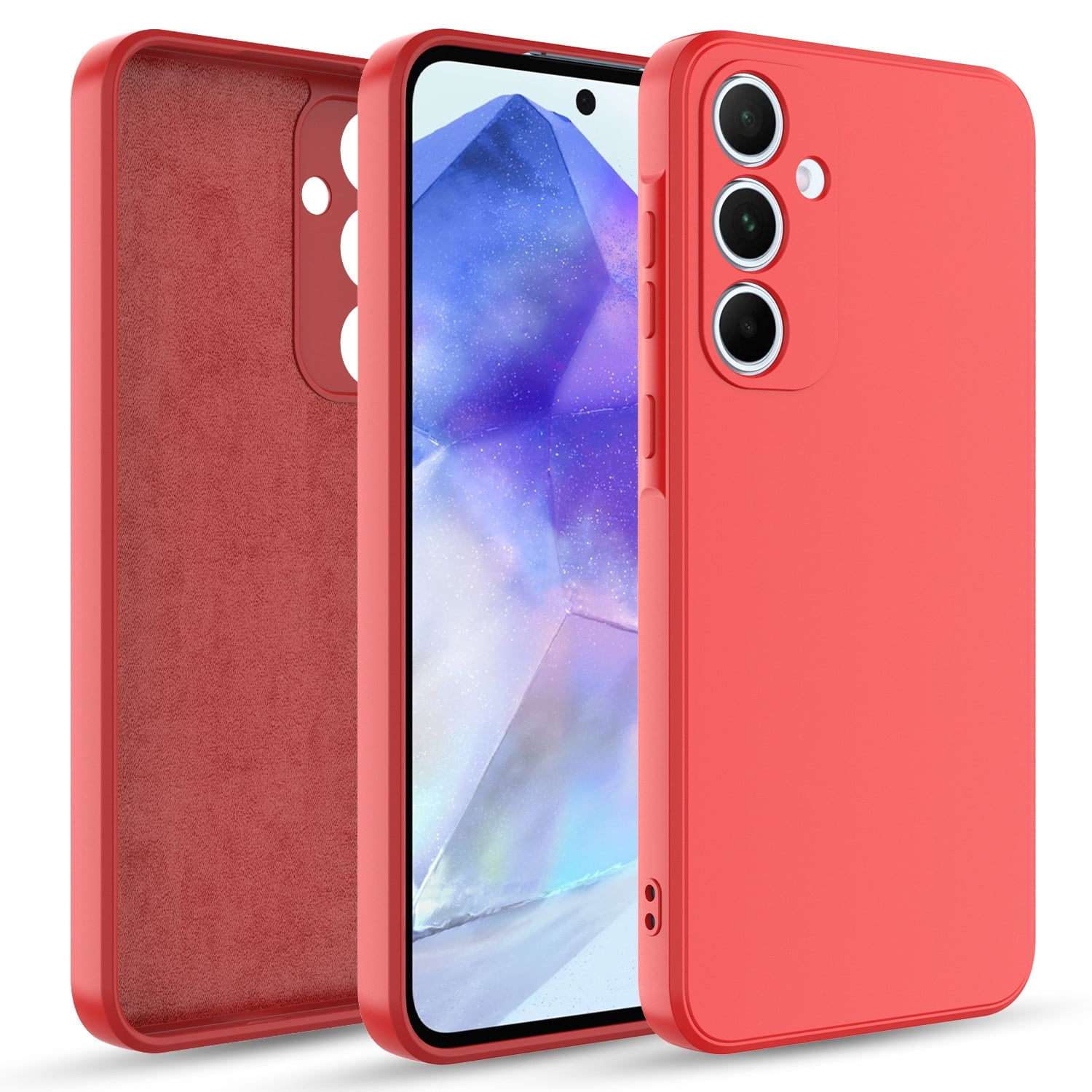 Elegant Choise Case for Samsung Galaxy A55 5G Liquid Silicone Protective Cover, Red - Walmart.com