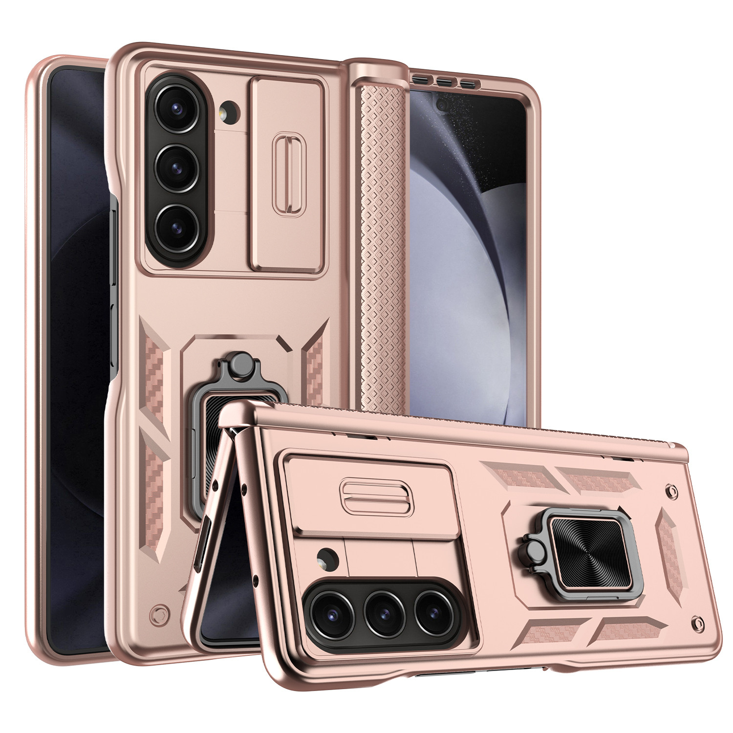 Elegant Choise Case for Samsung Galaxy Z Fold 5 5G Shockproof Pone Cover with Slide Camera Lens ...