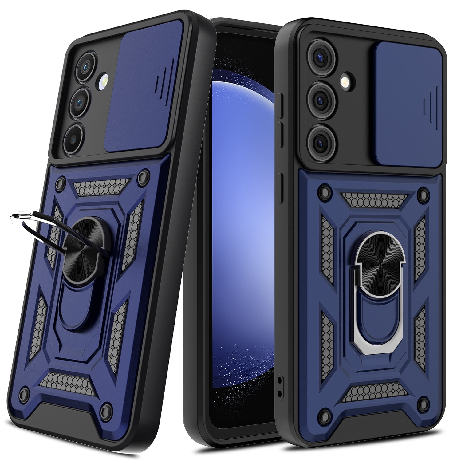 Elegant Choise Case with 2 Pcs Screen Protector with Ring Stand and Slide Camera Lens for ...