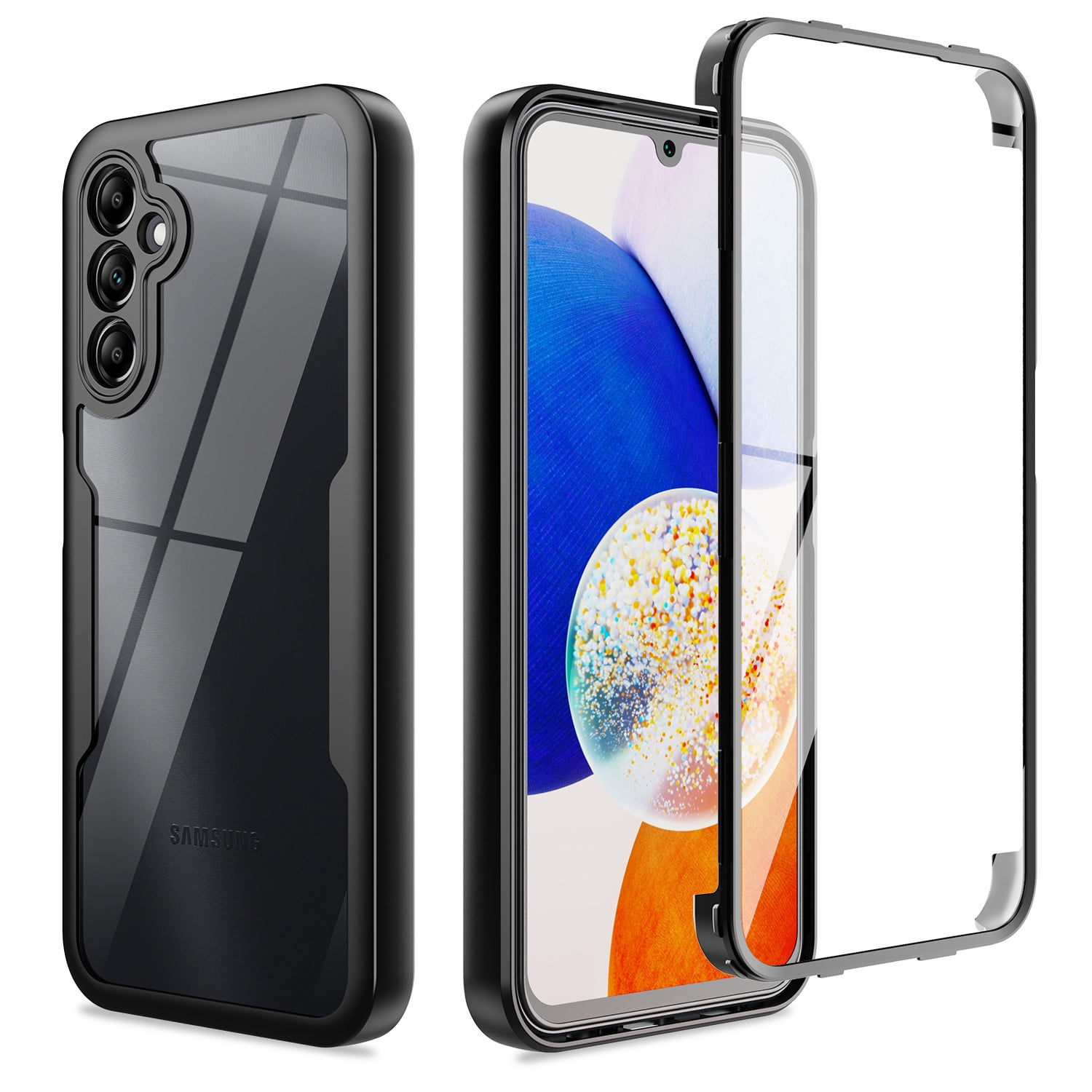 Elegant Choise Case with Built-in Screen Protector Full Cover for Samsung Galaxy A14 5G, Black ...