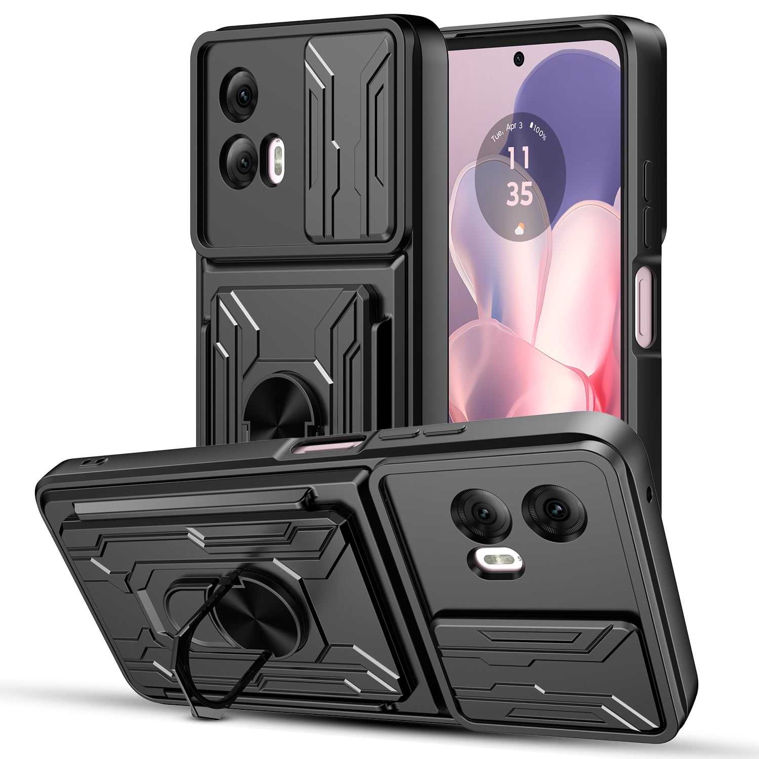 Elegant Choise Case with Screen Protector for Moto G Power 5G 2024 Card Slot Wallet Case Finger ...