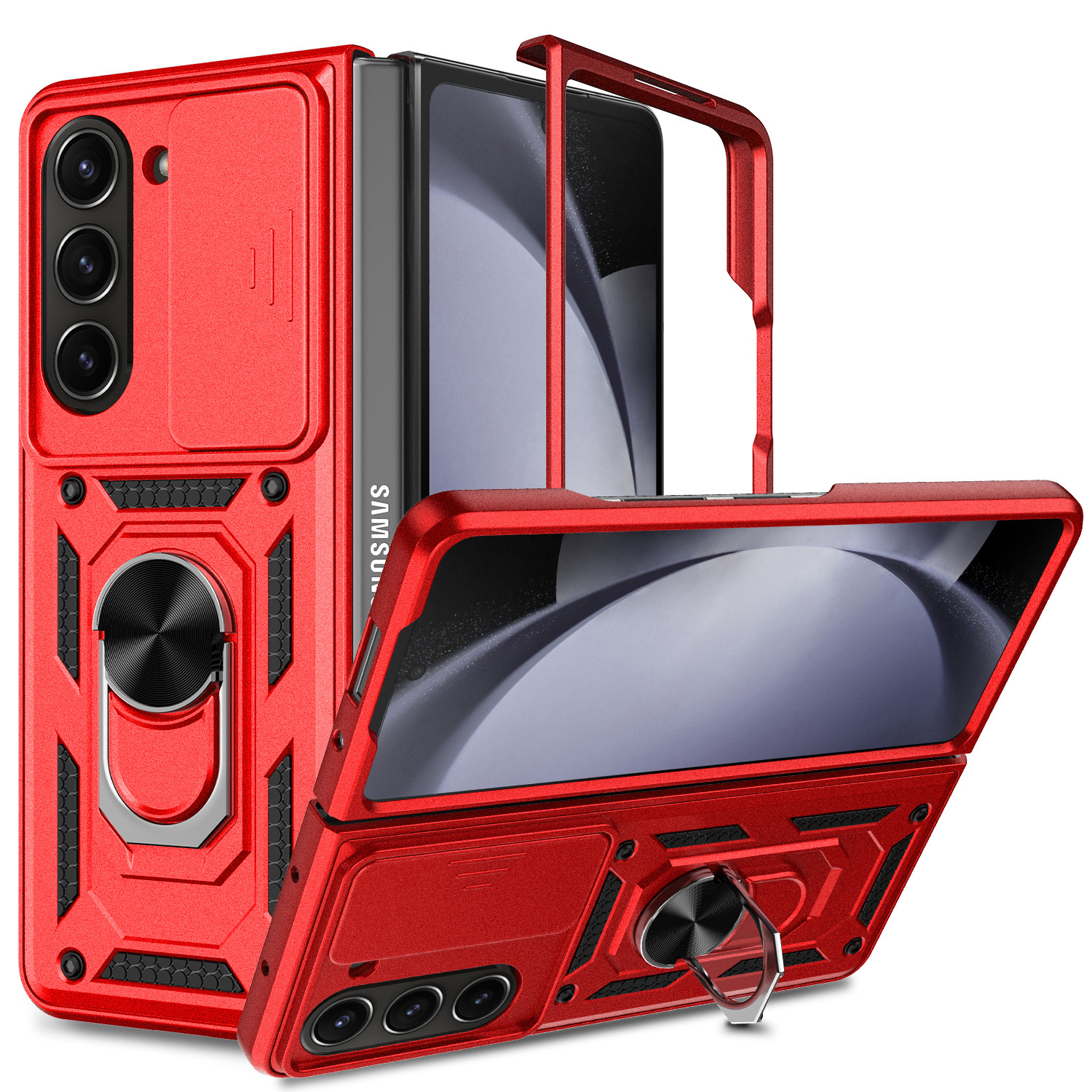 Elegant Choise Case with Screen Protector for Samsung Galaxy Z Fold 5 5G Ring Stand and Silde ...