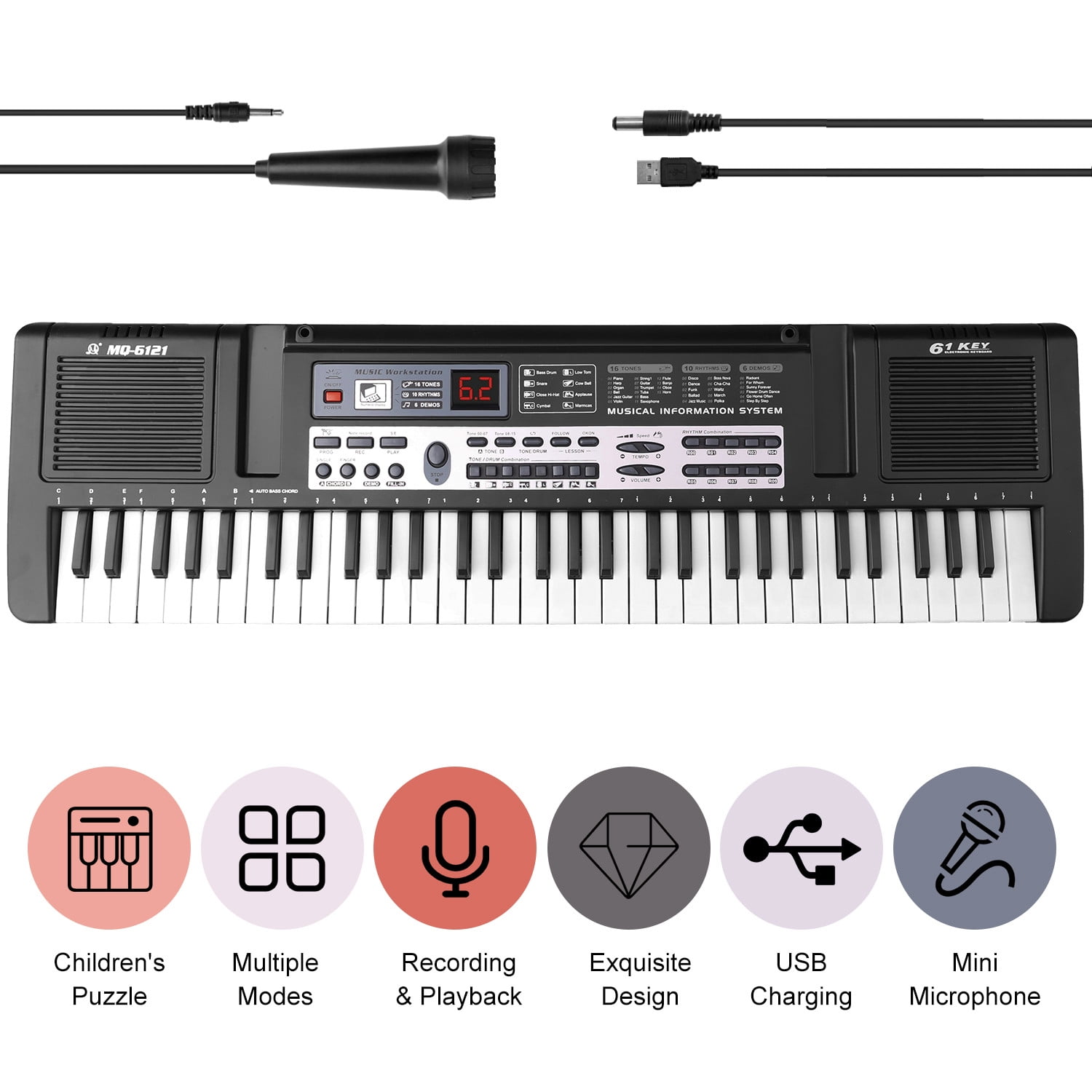 Elegant Choise Beginner's Electronic Piano Keyboard for Children, 61 ...