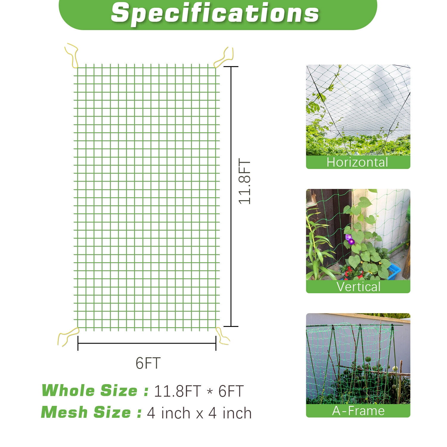 Elegant Choise Garden Plant Climbing Net Trellis Netting Mesh Support Fruits Vine Veggie Beans ...