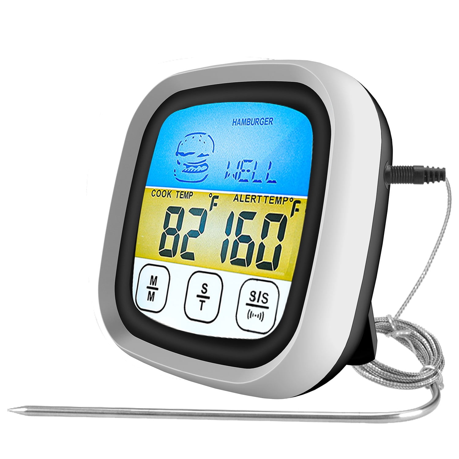 Elegant Choise Meat Thermometer LED Digital Backlight Display Timer ...