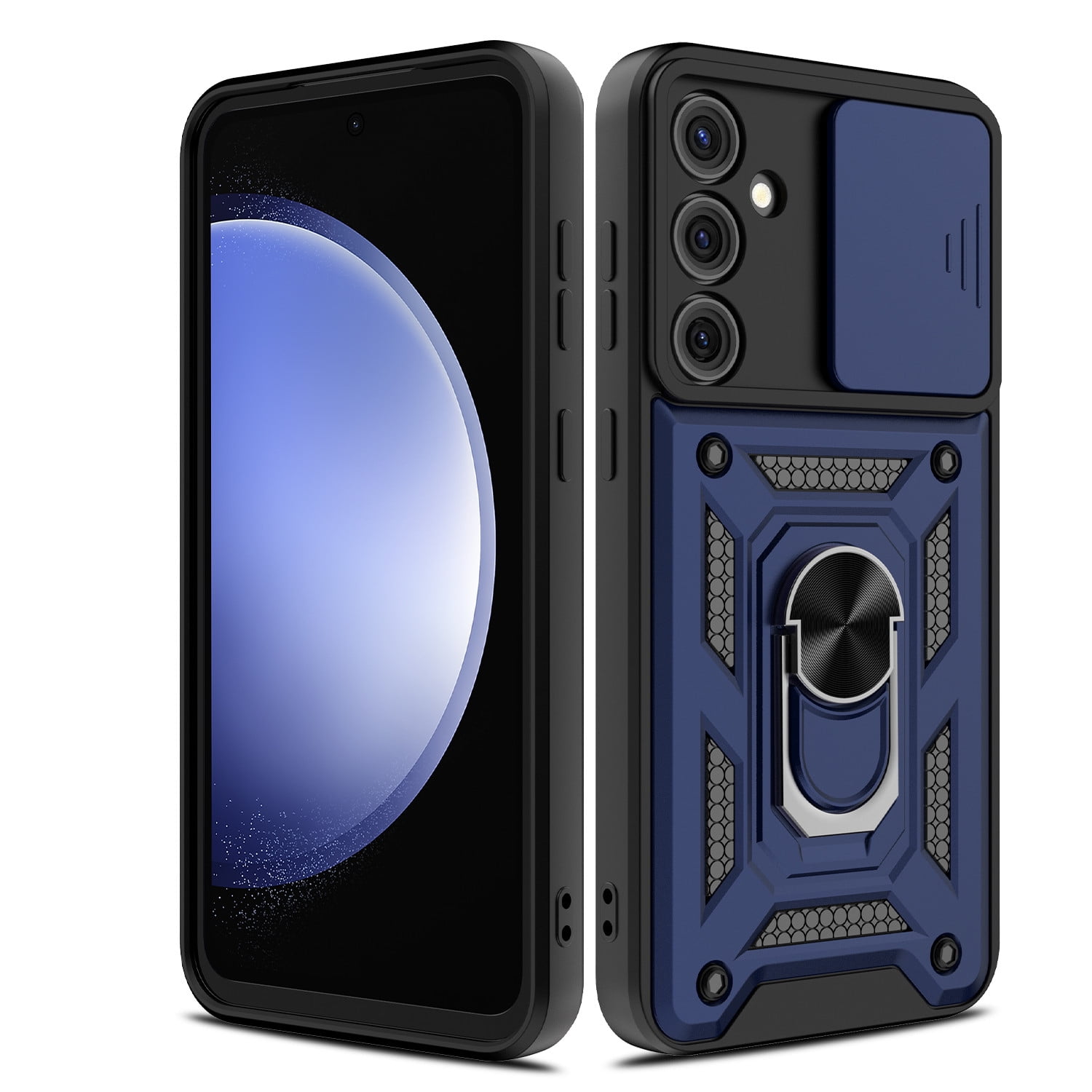 Elegant Choise Phone Case with Ring Stand and Slide Camera Lens for Samsung Galaxy S23 FE 5G ...