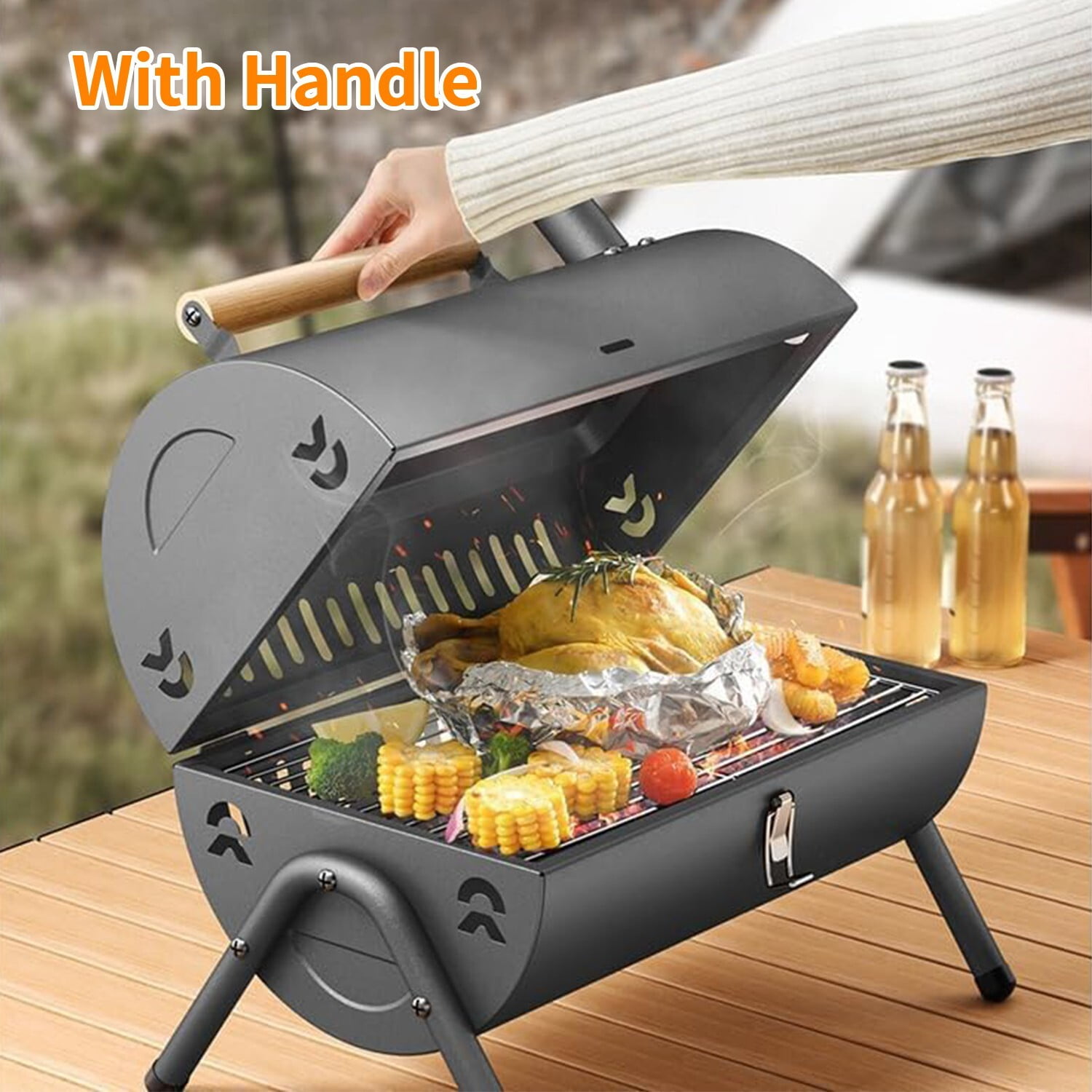 Elegant Choise Portable Charcoal Grill Multi-functional Metal Small BBQ ...