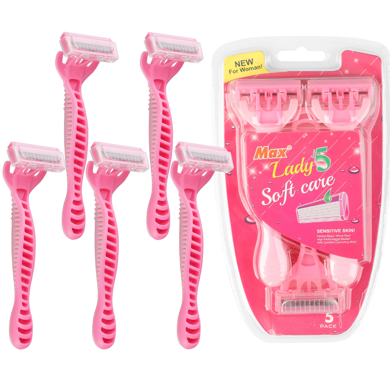 Elegant Choise 5Pcs Razors for Women 5-Blade Disposable Manual Razor ...