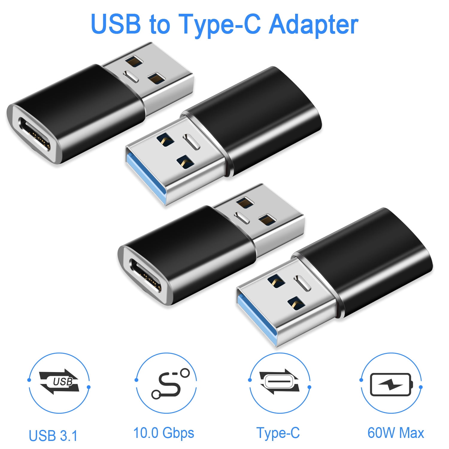 Elegant Choise USB to Type C Adapter USB C Converter for iPhone Samsung ...
