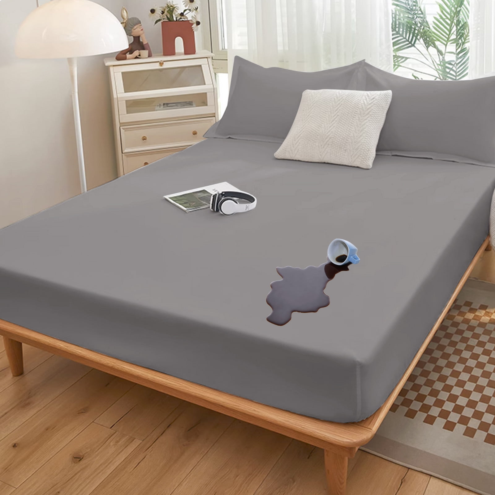 Elegant Choise Waterproof Mattress Protector Full Bed Sheets, Gray ...