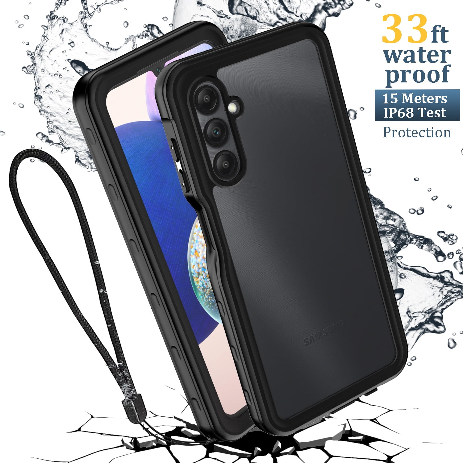 Elegant Choise Waterproof Phone Case with Screen Protector for Samsung Galaxy A14 5G, Black ...