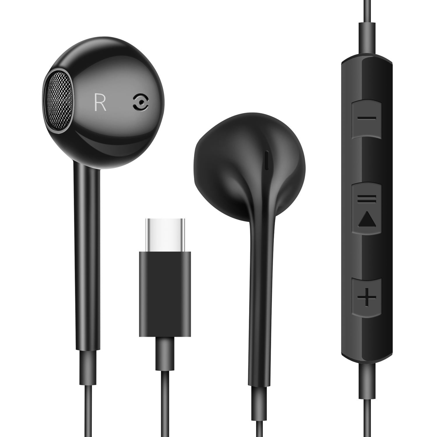 Elegant Choise Wired Type C Earbuds In-Ear Earphones with Mic, Black ...