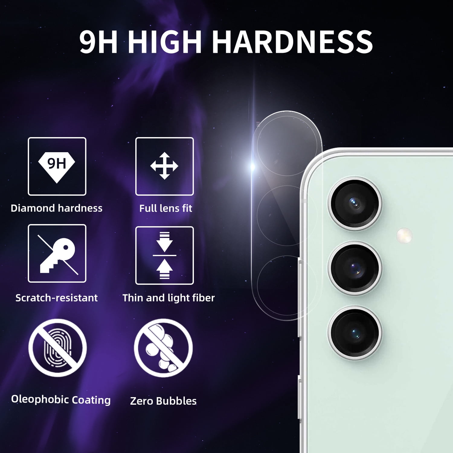 Elegant Choise for Samsung Galaxy S23 FE 5G Camera Lens Protector Tempered Glass, Clear ...