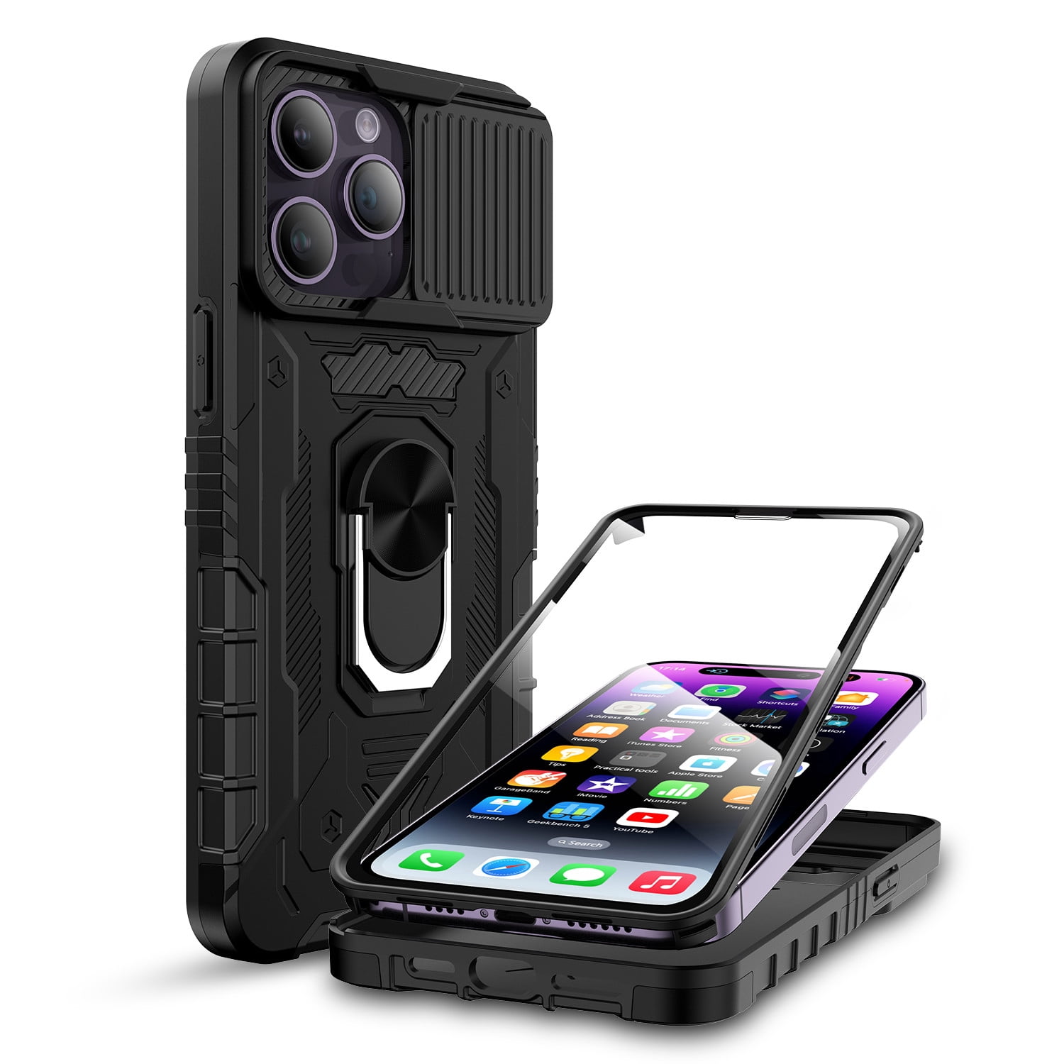 Elegant Choise for iPhone 14 Plus Case Built-in Tempered Glass Screen ...