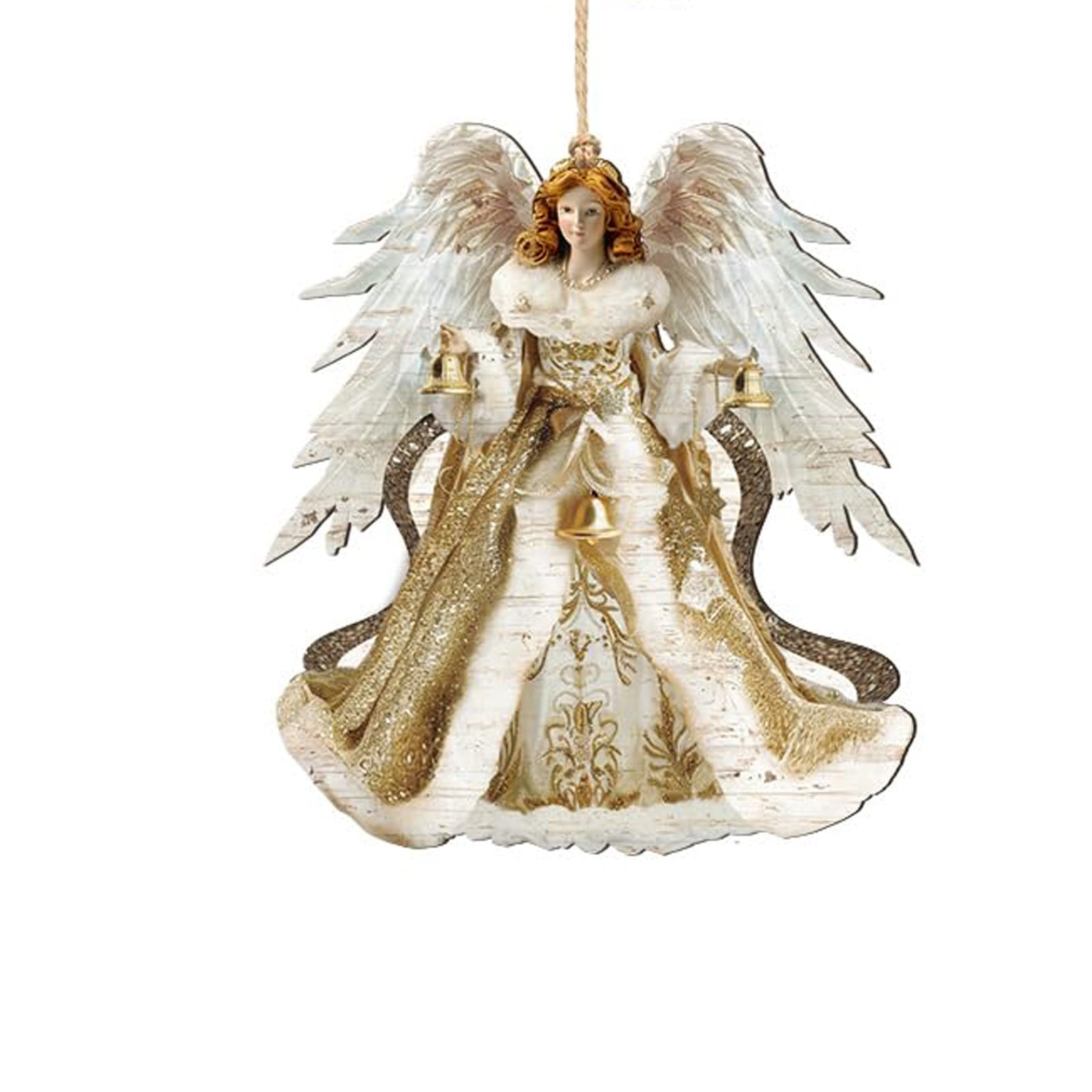 Elegant Christmas Angel Tree Topper with Burgundy Gown and Feathered ...