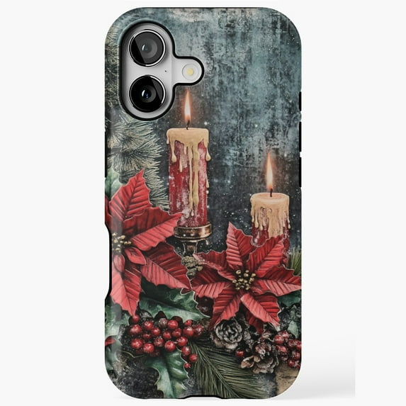Elegant Christmas Poinsettia Art Phone Case 17 16 15 14 13 12 11 Pro ...