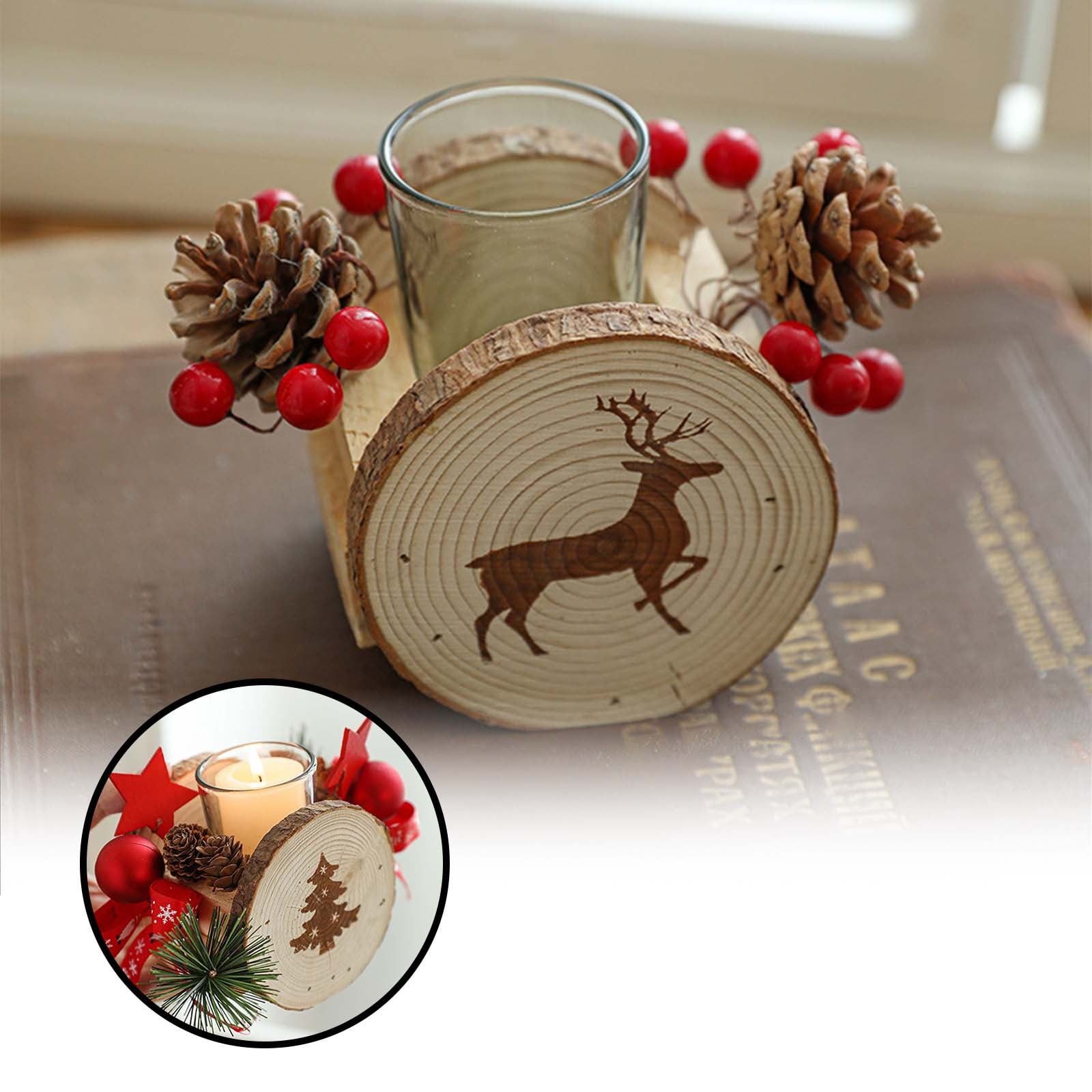 Elegant Christmas Wooden Candlestick Desktop Illuminates Your Festive ...