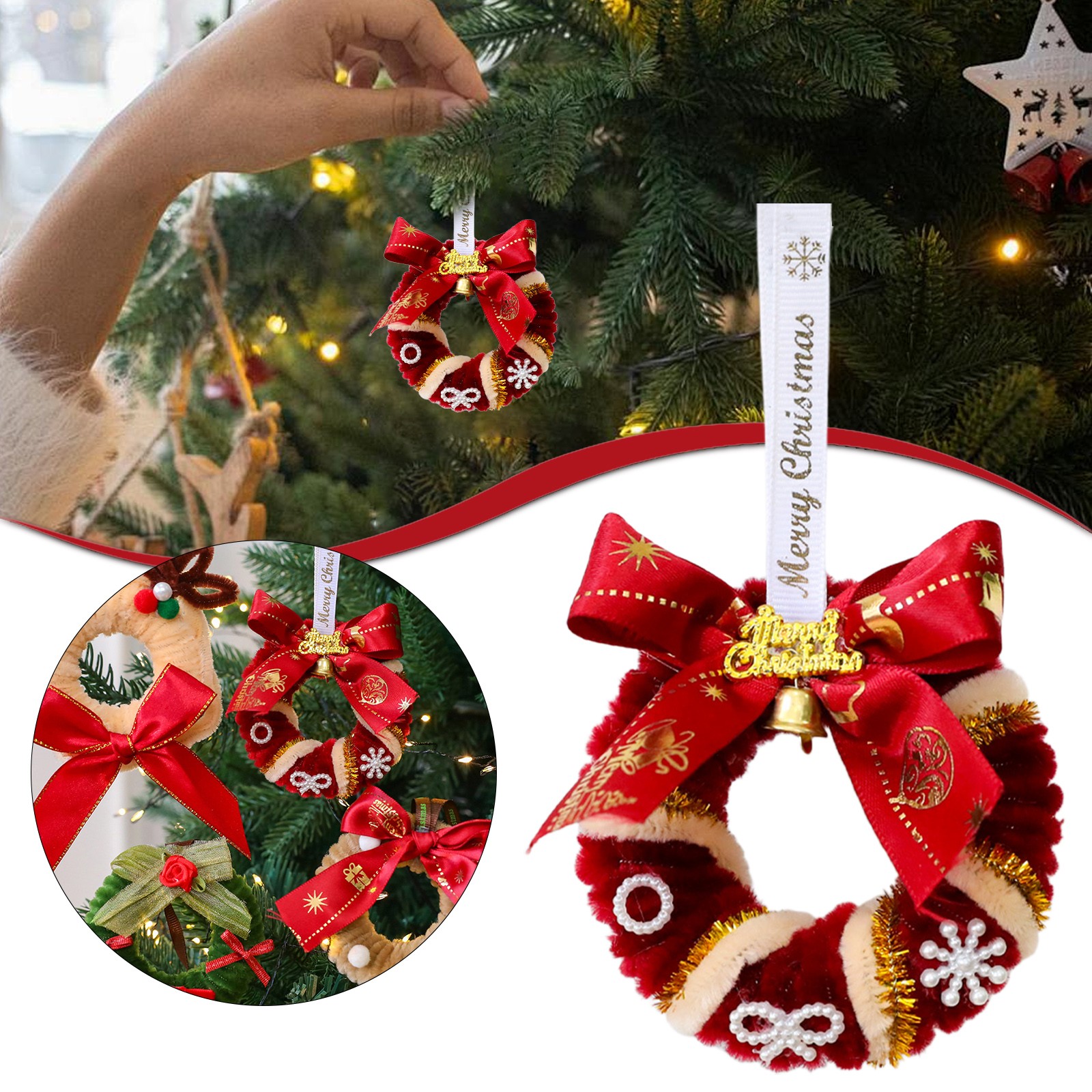,,,Elegant Christmas Wreath With Red Berries And Indoor/Outdoor Holiday ...