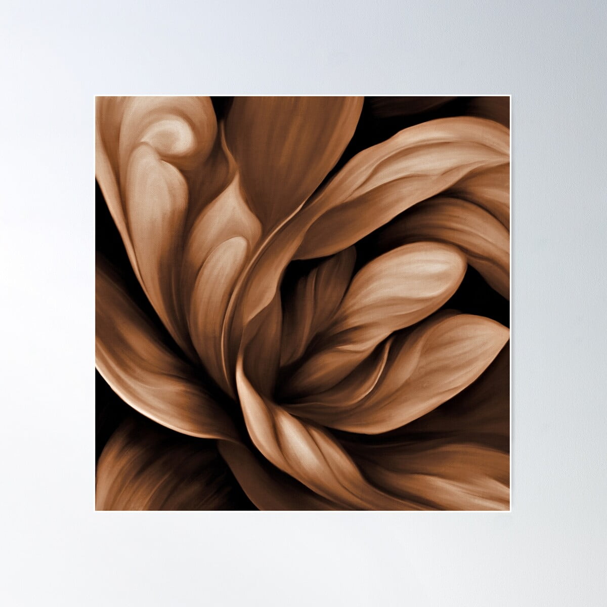 Elegant Cinnamon Earth Tones Floral Volute Swirls Abstract Poster Wall ...