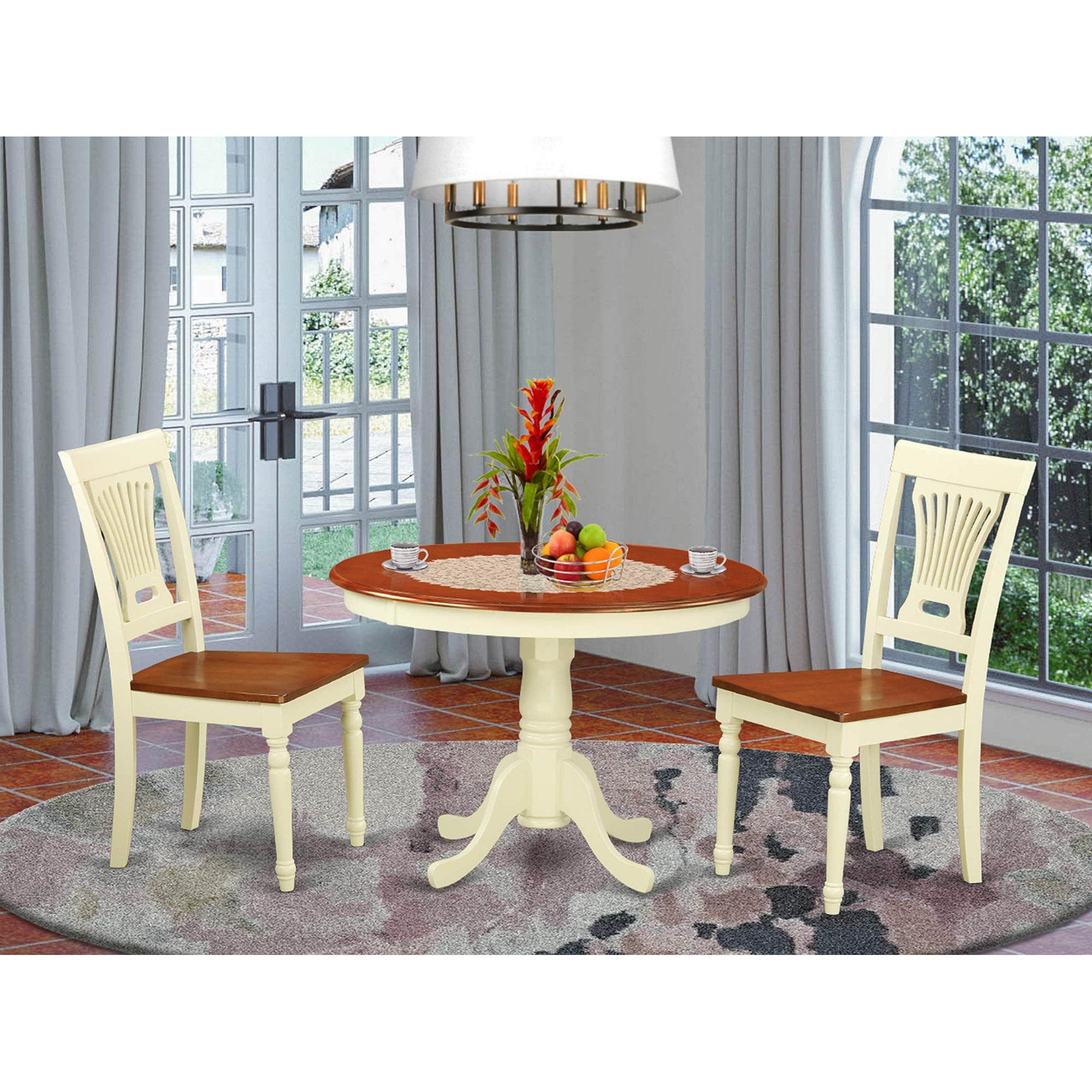 Elegant Circular Dinette Set - 42" Round Table & 2 Chairs - Dark Finish ...