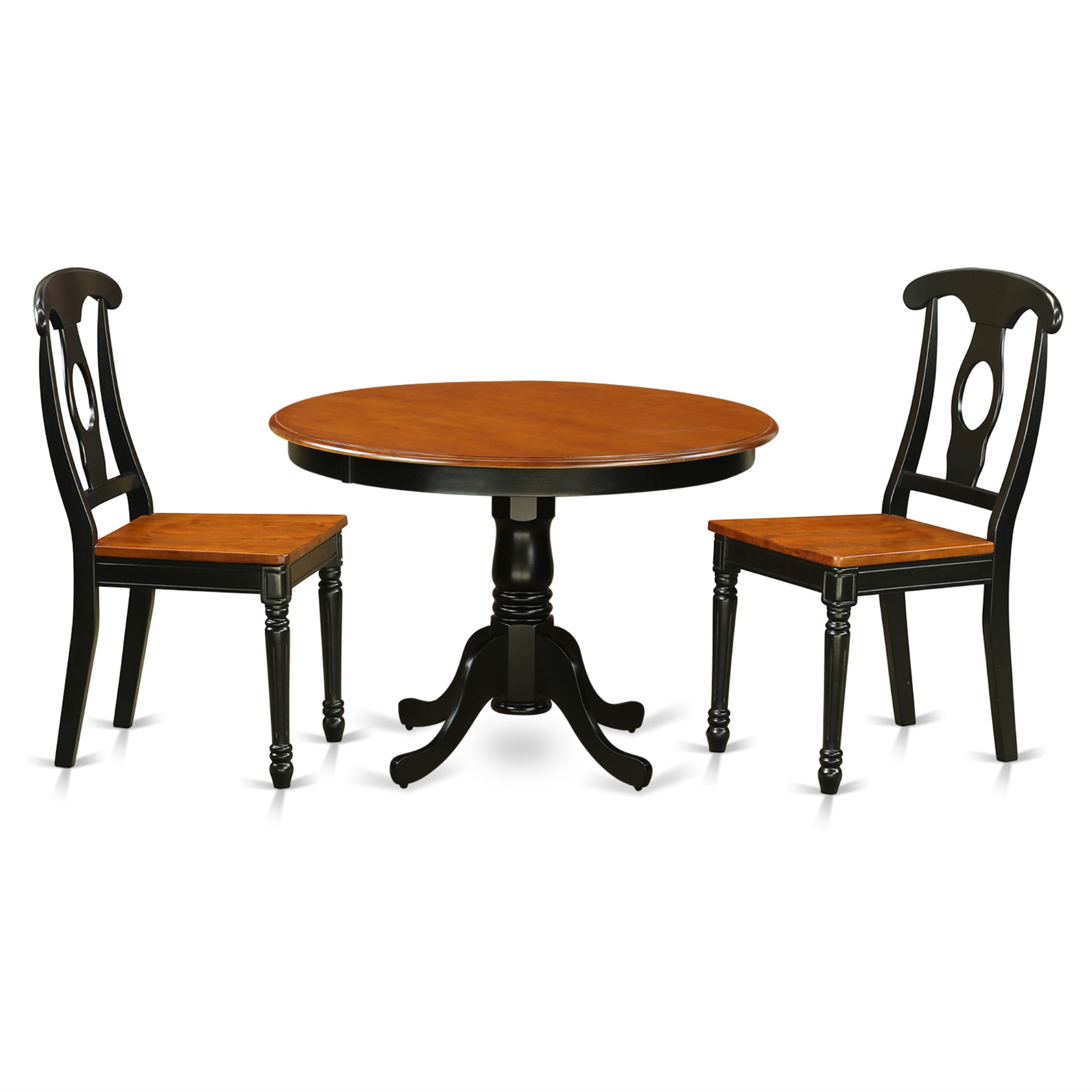 Elegant Circular Dinette Set - 42" Round Table, 2 Chairs - Sleek Dark ...