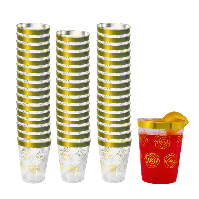 Elegant, Classy Disposable Plastic Glasses/Cups with Gold Rim and ...