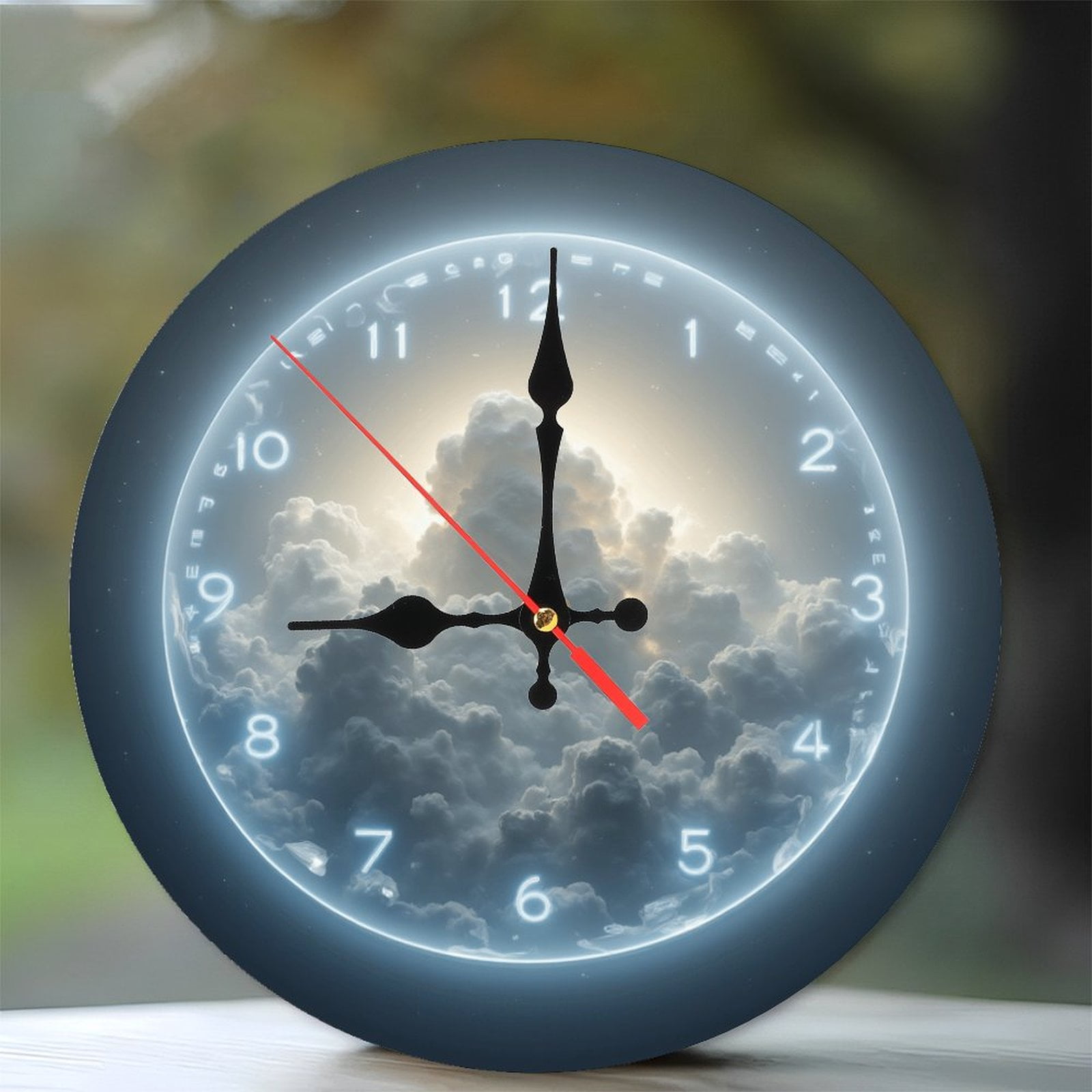 Elegant Cloud Clock 10-Inch Silent Wooden Wall Clock, Battery Operated ...