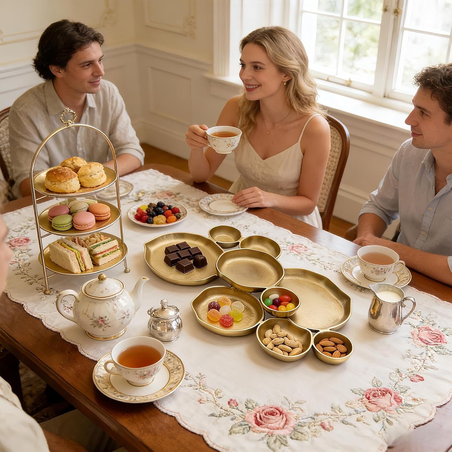 Elegant Cluster Appetizer Serving Dish – 9 Round Connected Bowls, Hand ...