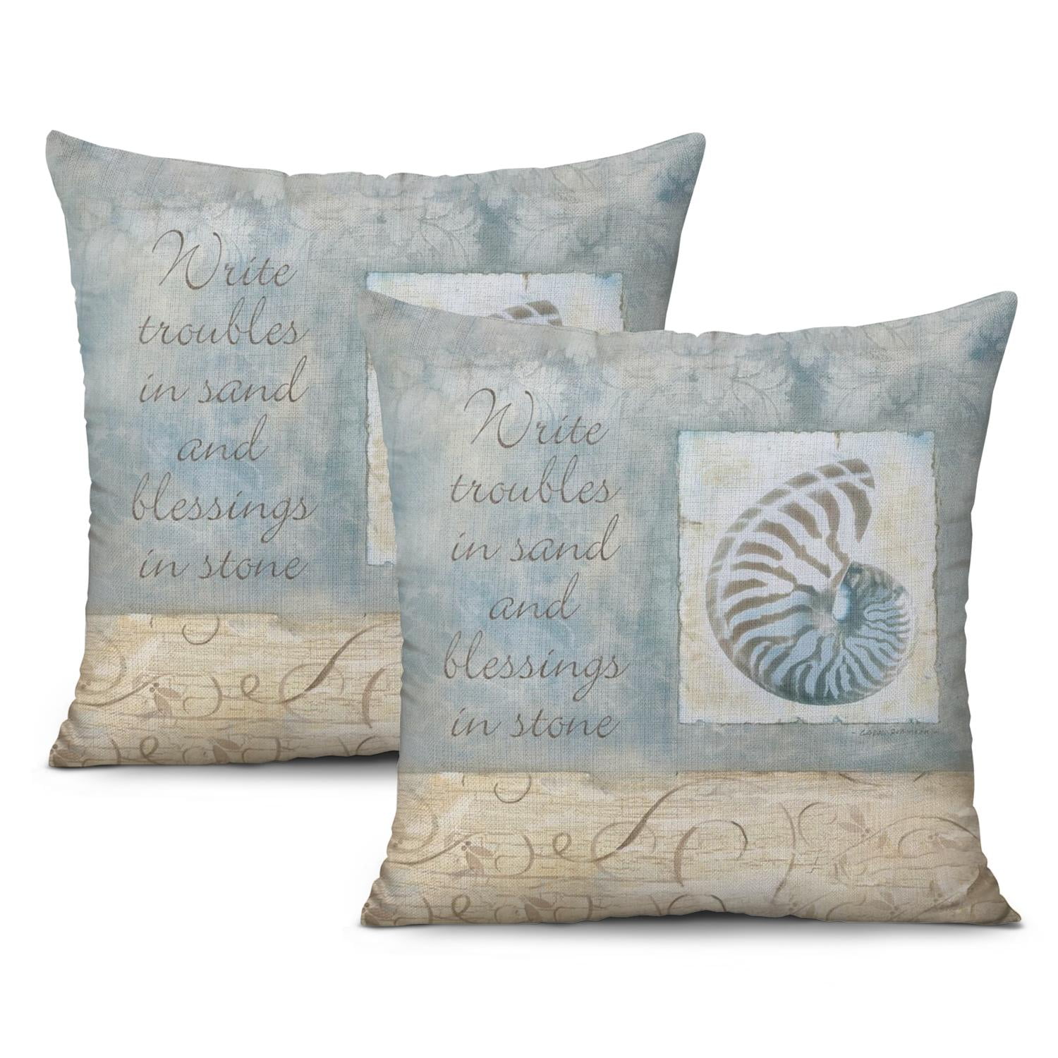 Elegant Coastal Style: Set of 2 Nautical 18x18 inch Throw Pillow Covers ...