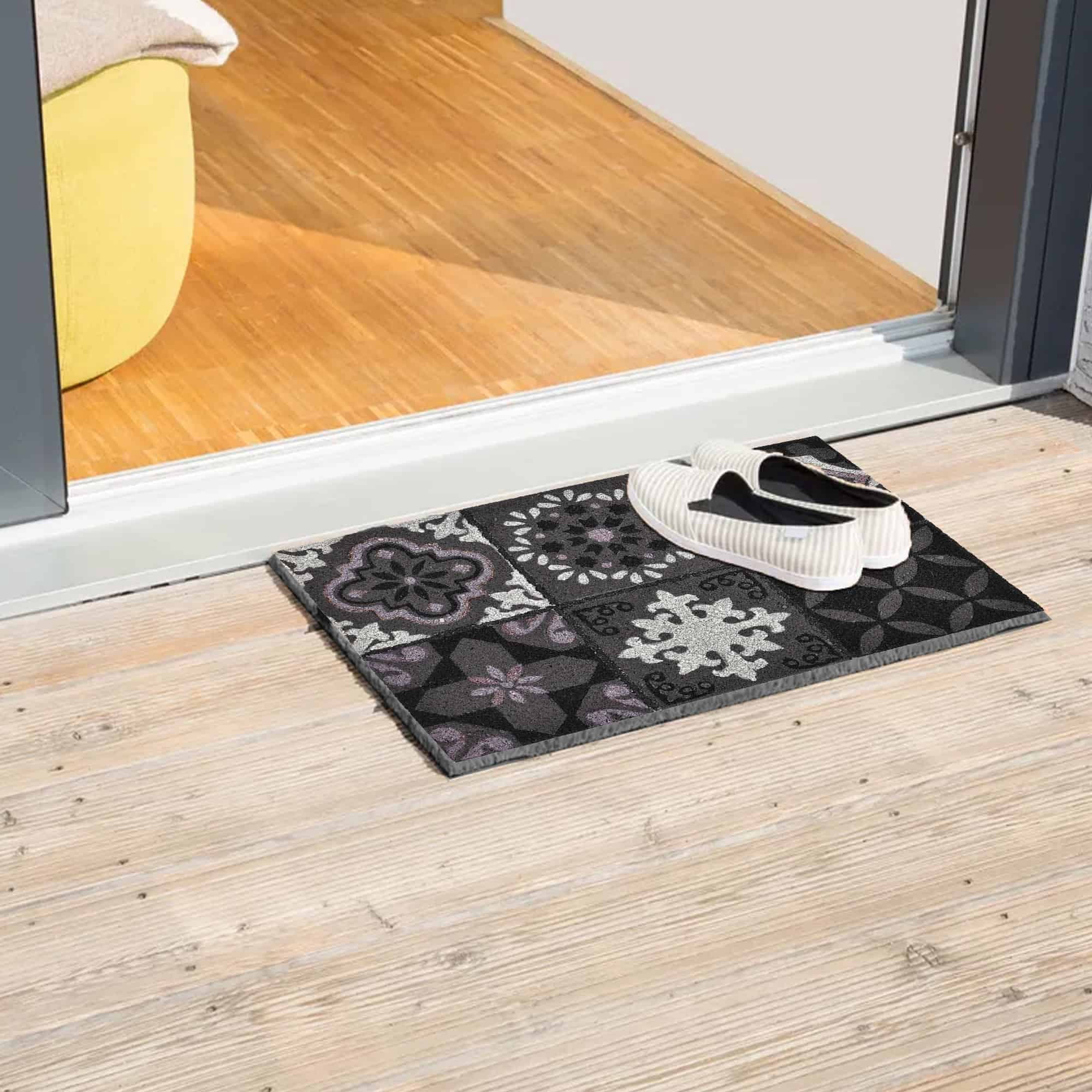 Elegant Coconut Door Mat with Cement Tile Design – 24x16 Inches in ...