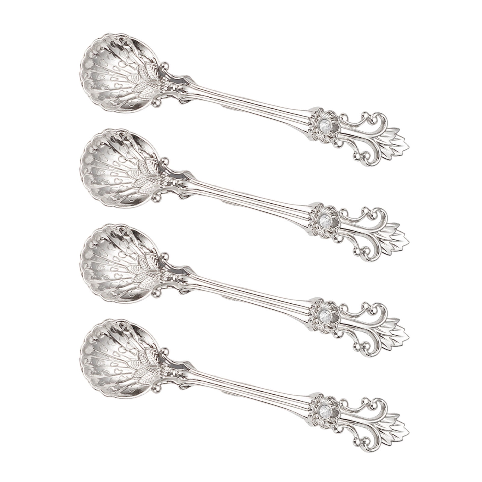 Elegant Coffee Stirring Set 4 Piece Metal Spoons Artistic Handle Design ...