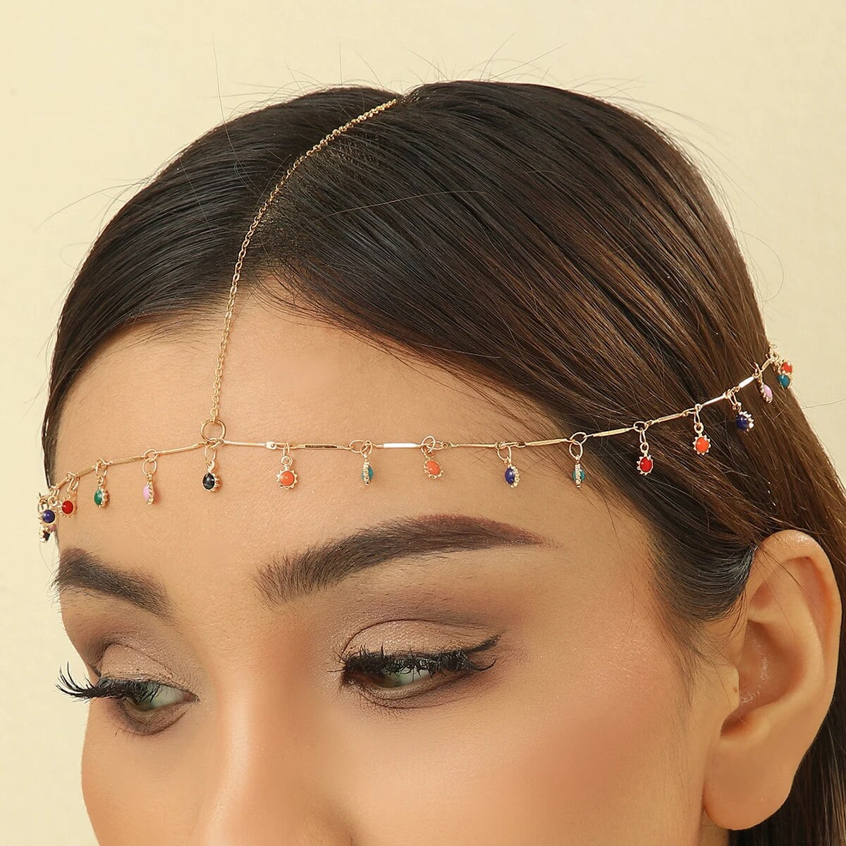Elegant Colorful Rhinestone Head Chain Forehead Accessories Boho ...