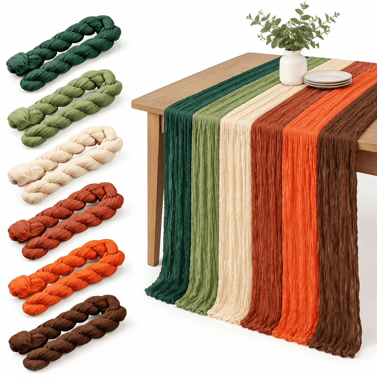 Elegant Colors 6 Pack Cheesecloth Table Runners 118 Inch Boho Gauze ...