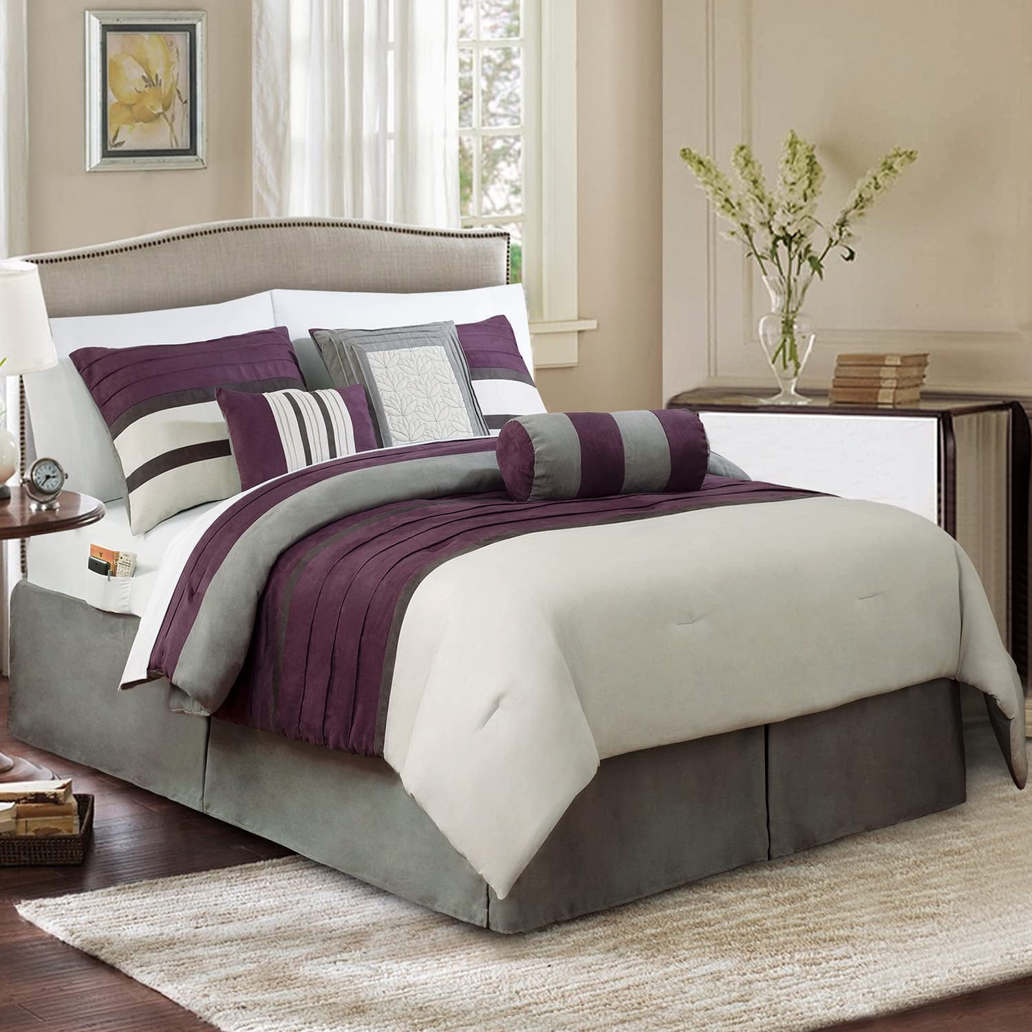 Elegant Comfort 12-Piece Bed-in-a-Bag, Cirena Microsuede Comforter ...